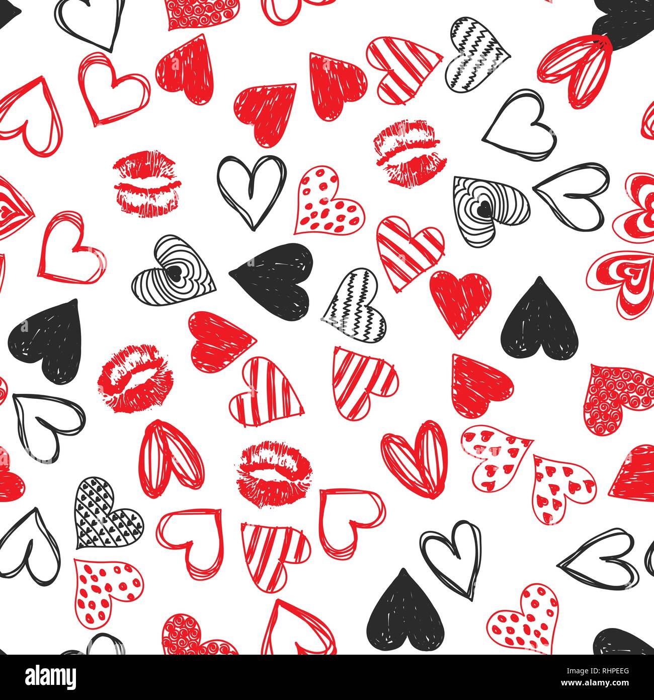 Doodle love heart Valentines Day seamless Stock Vector Image & Art - Alamy