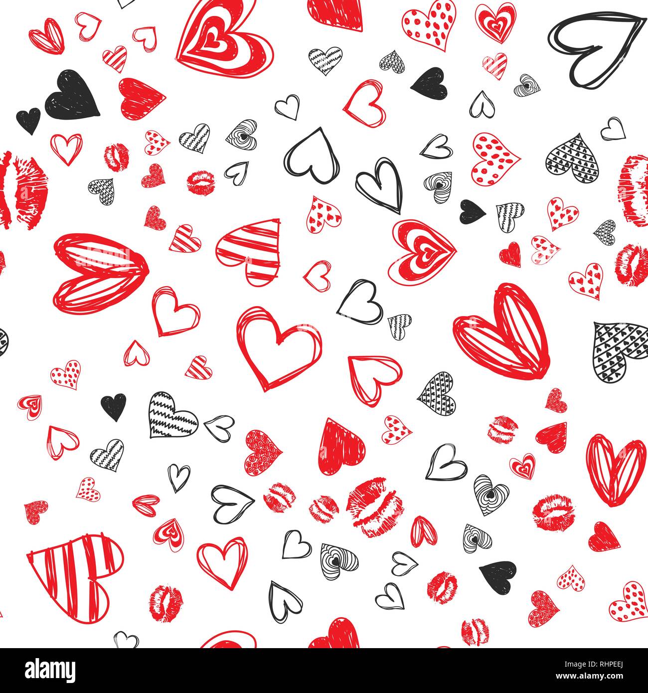 Doodle love heart Valentines Day seamless Stock Vector Image & Art - Alamy
