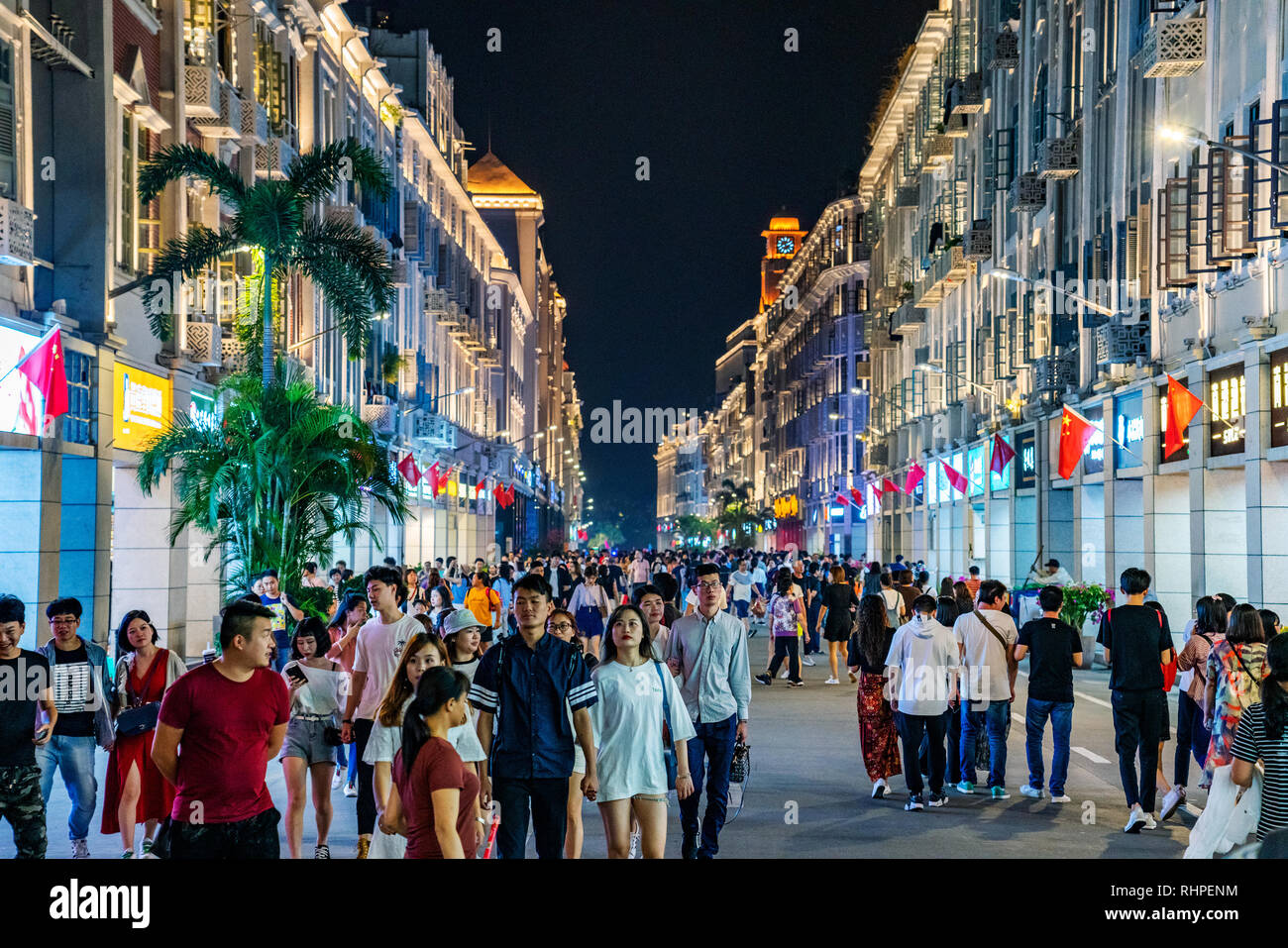 XIAMEN, CHINA -OCTOBER 10: This is a night view of the famous Zhongshan ...