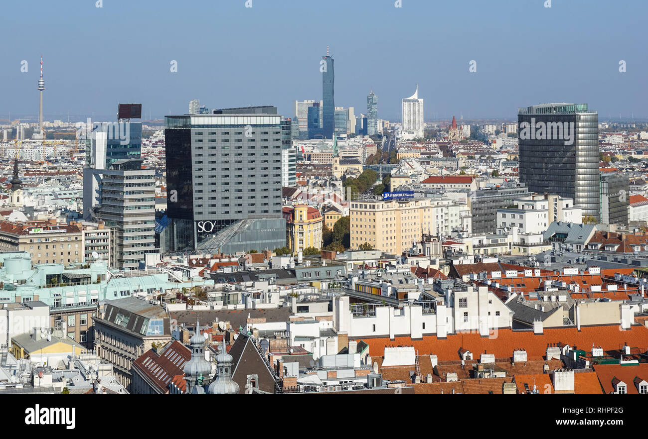 Modern office buildings in historic old town in Vienna, Austria Stock ...