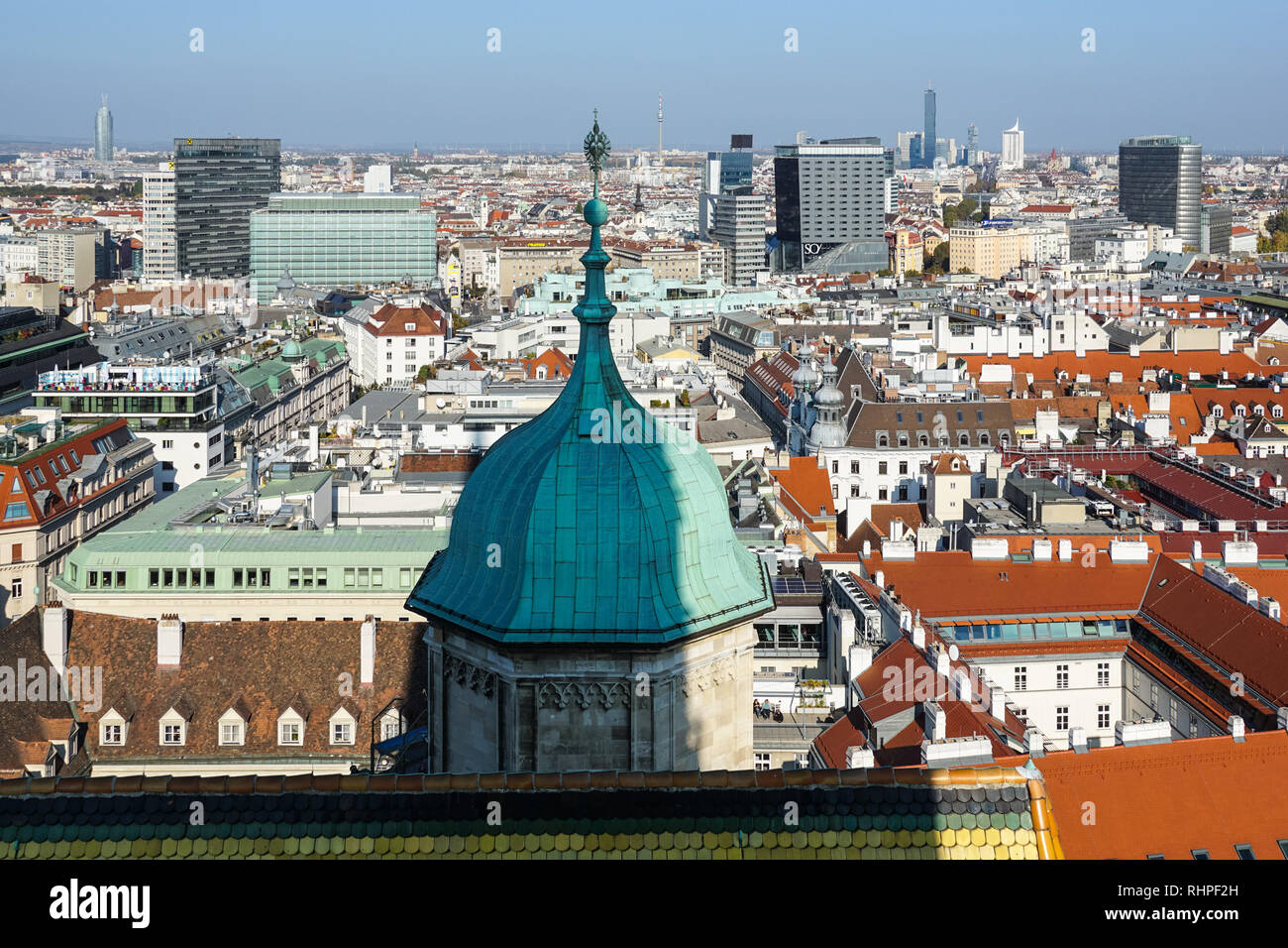 Modern office buildings in historic old town in Vienna, Austria Stock ...