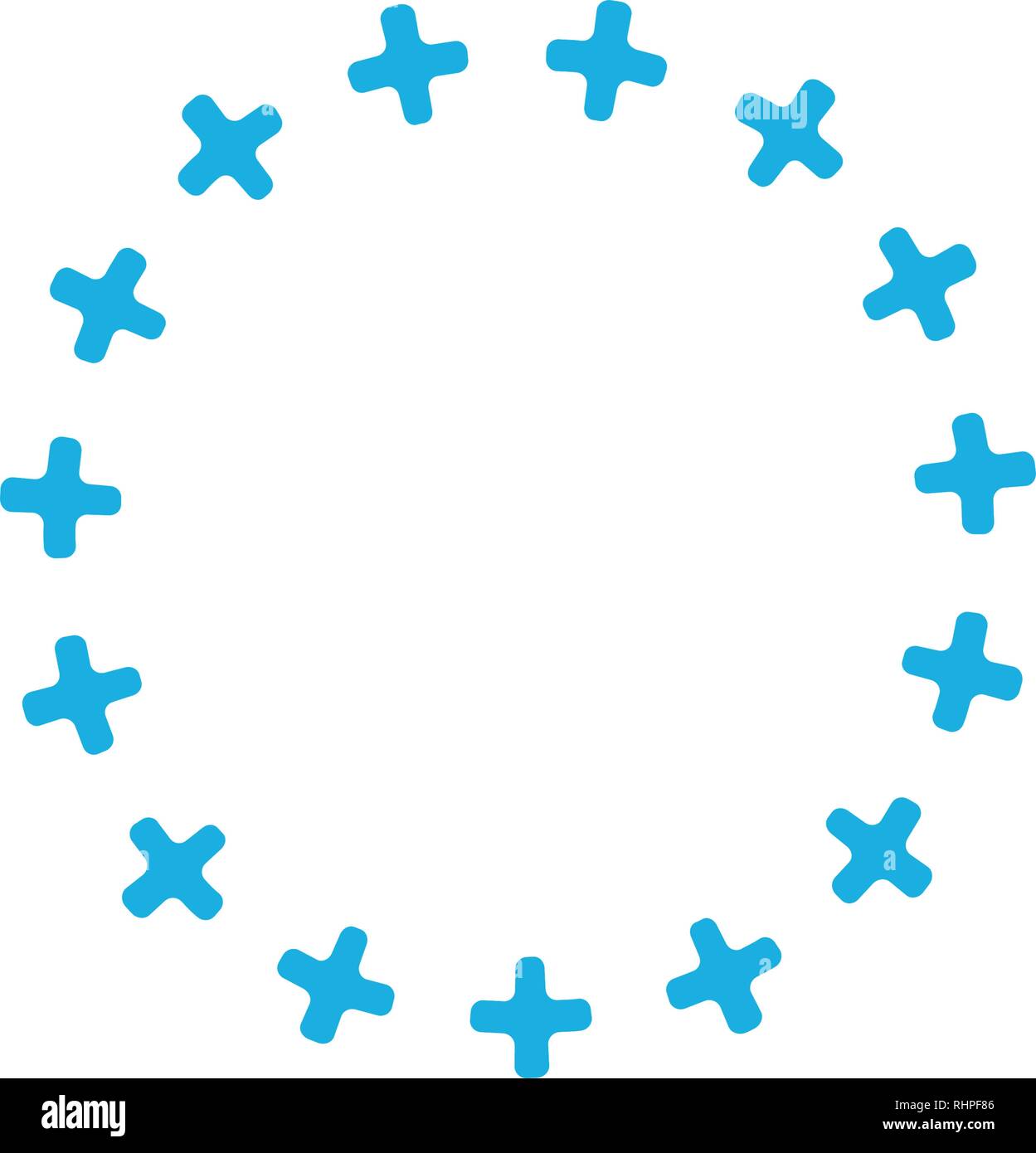 A round border made with plus cross or multiplication sign. Vector ...