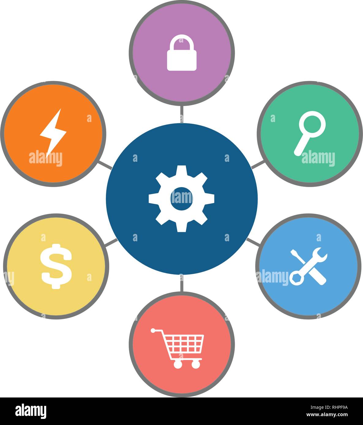 Circle diagram with six elements, infographic template, Vector ...