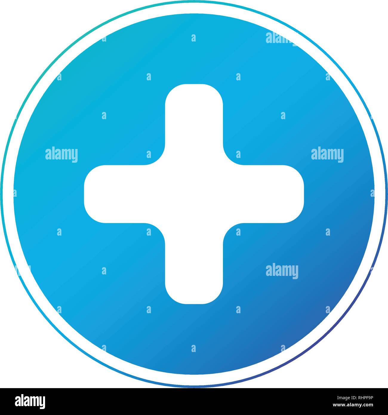 Plus blue sign icon in circle. Positive symbol. Zoom in. Vector ...