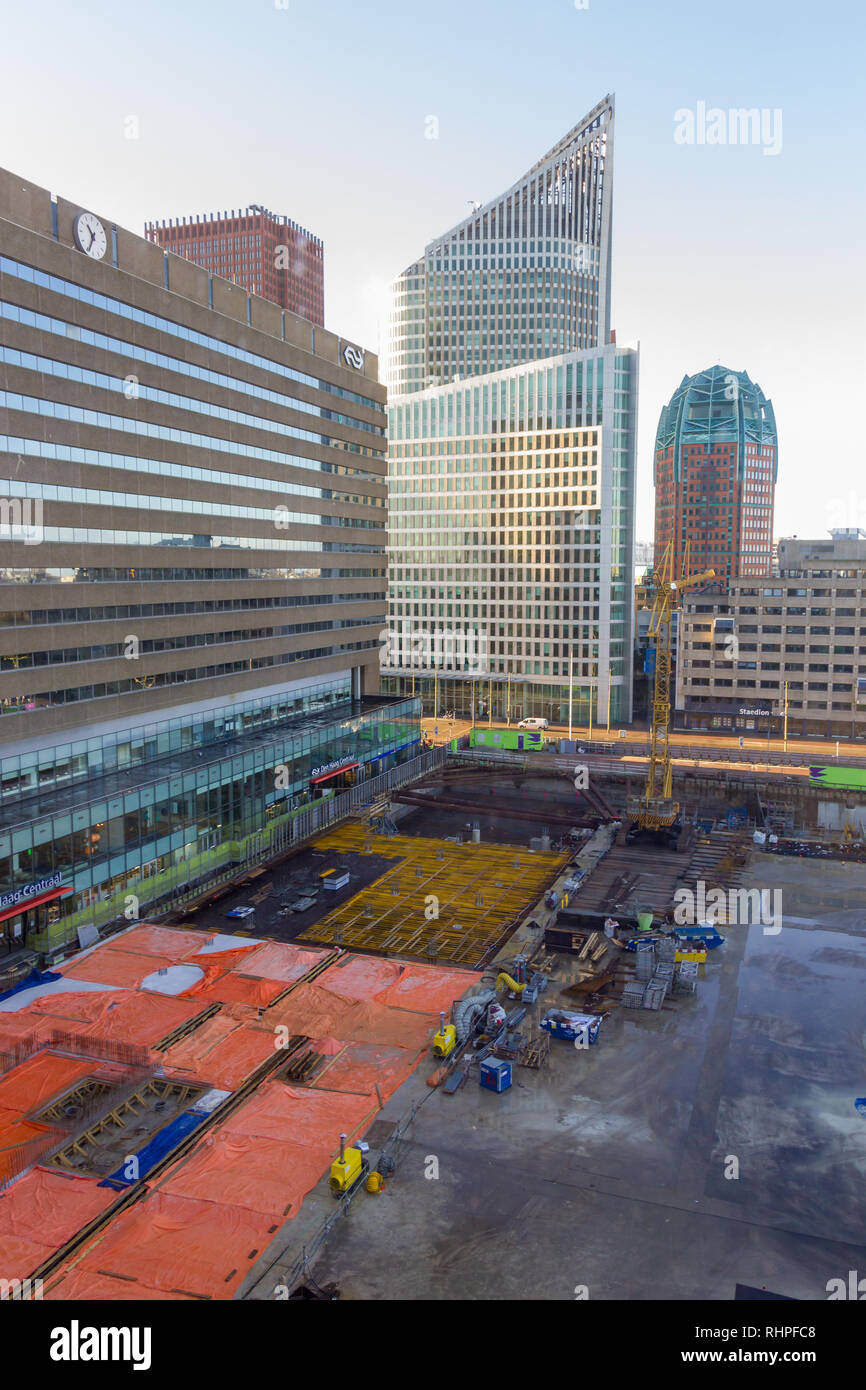 The Hague city centre - February 3 2019: renovation work at The Hague ...