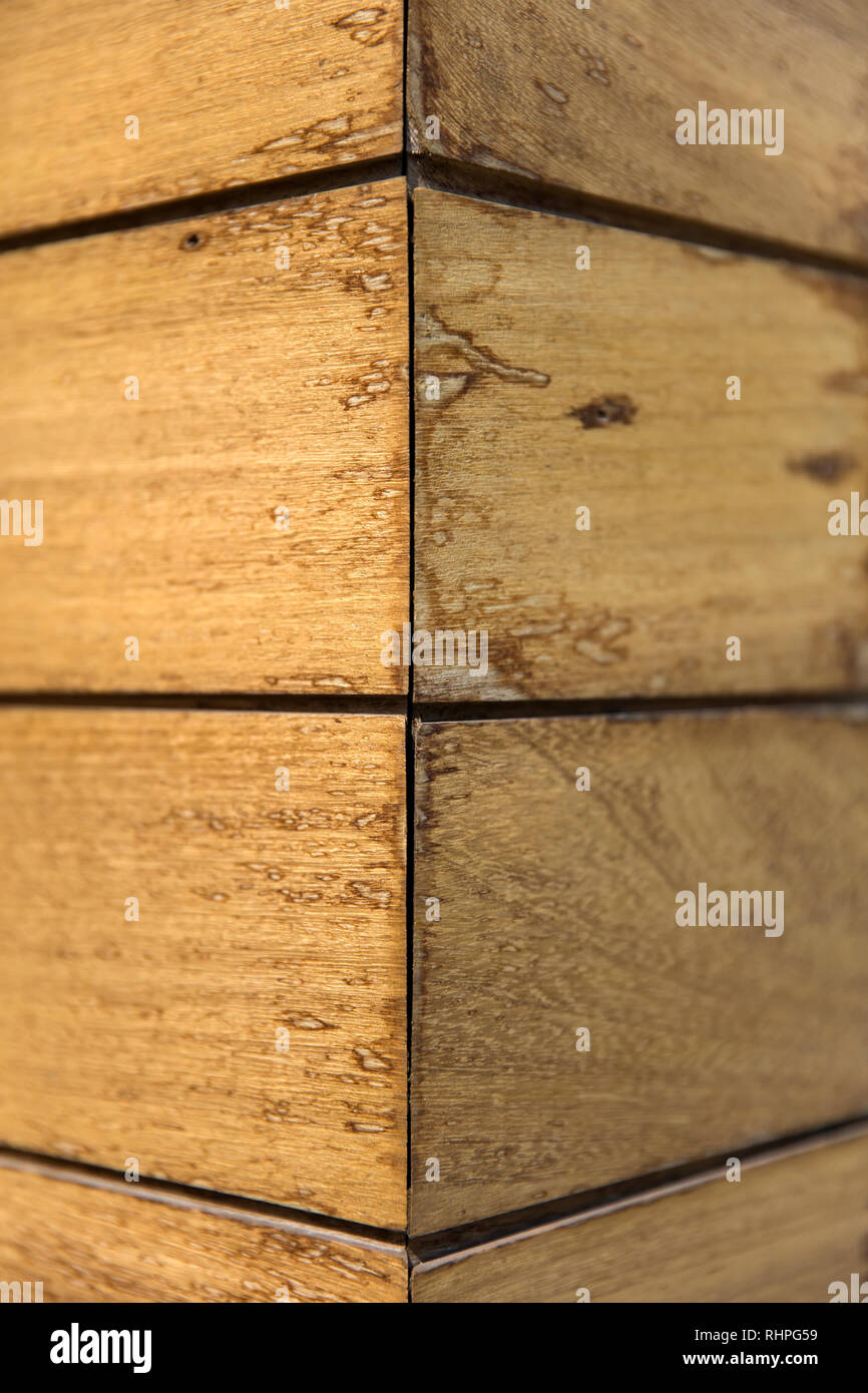 Perspective view of the wooden plank corner Stock Photo - Alamy
