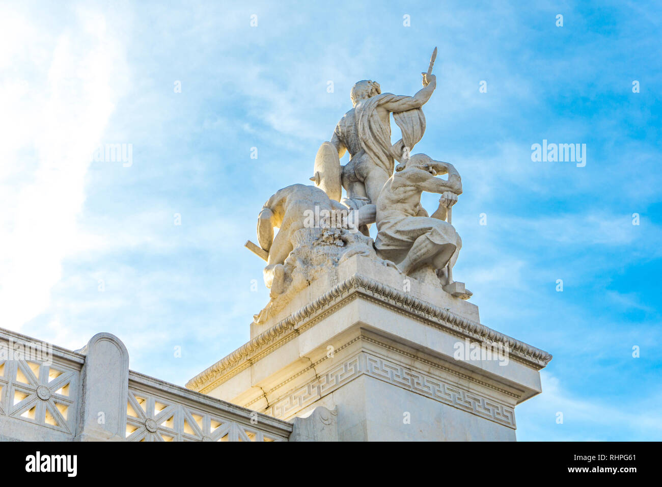Statue representing Strengthfrom 1911 in front of Vittoriano in Rome ...