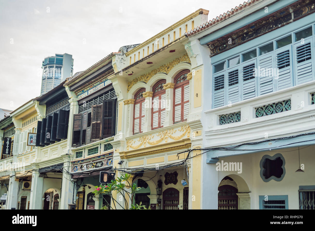 Old houses in the Old Town of Georgetown, Penang, Malaysia Stock Photo ...