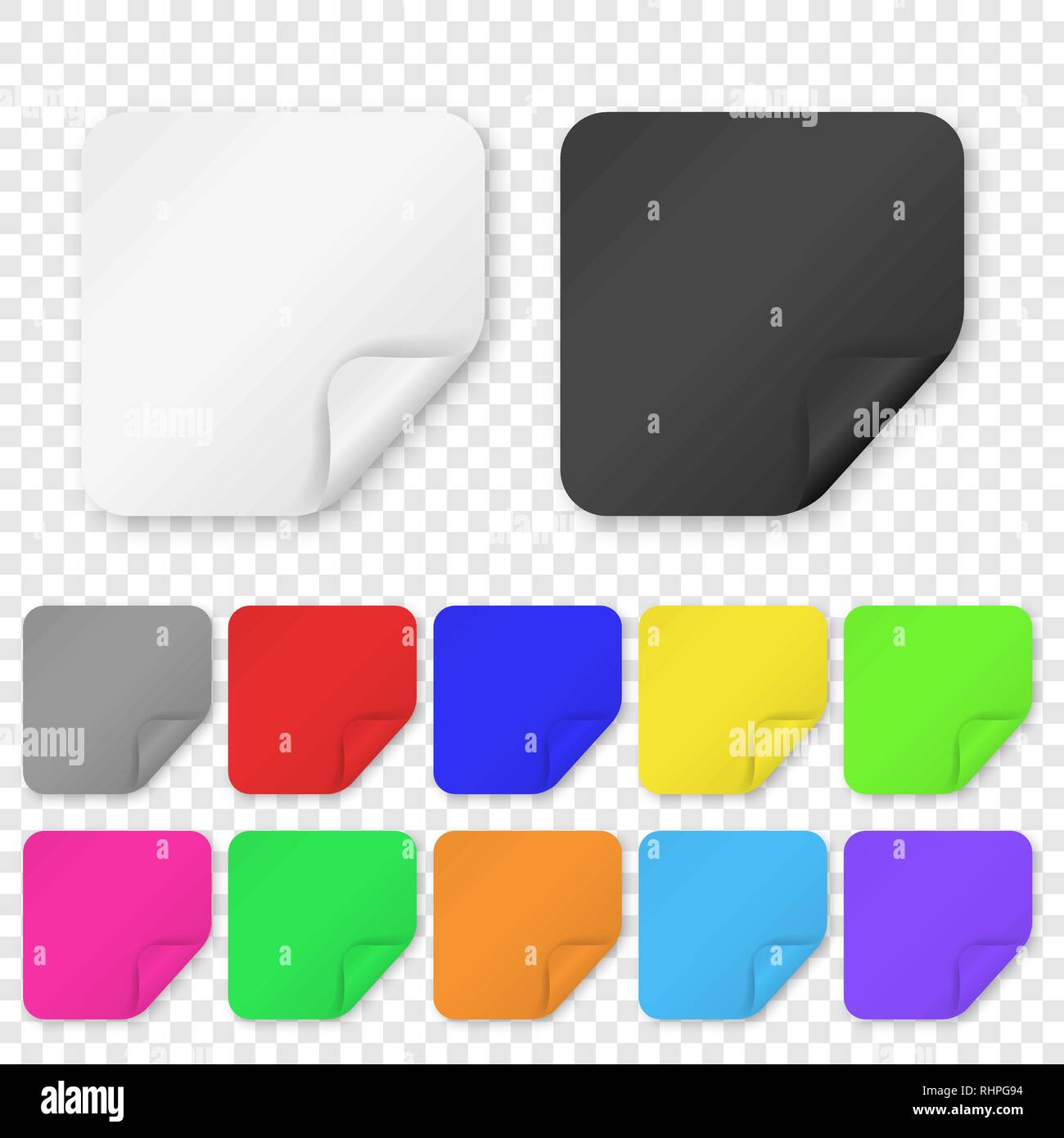 Vector Realistic 3d Square Adhesive Colored Blank Paper Sticker Icon ...