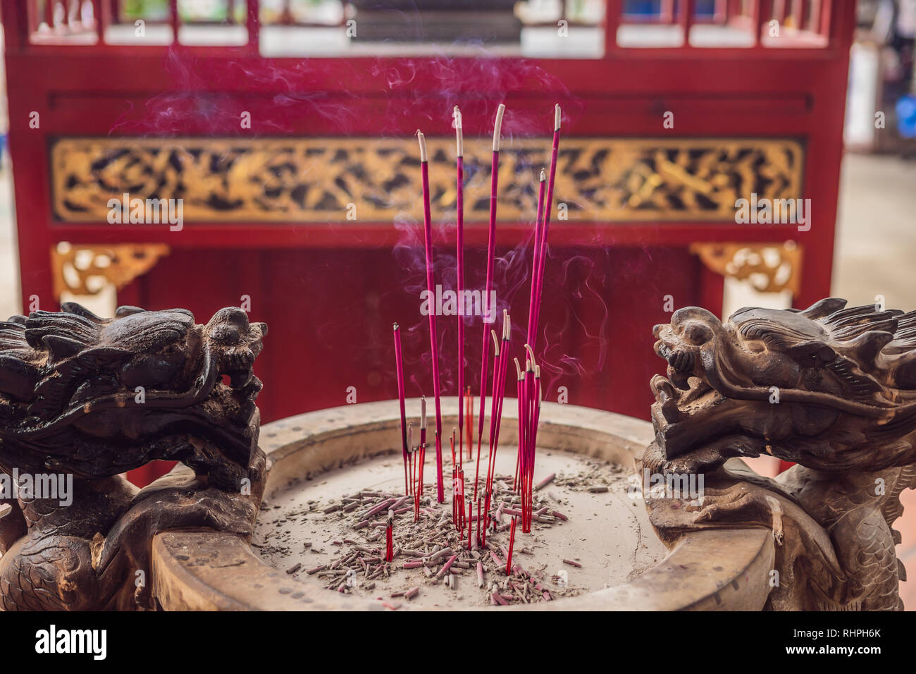Temple of snakes with real snakes inside on the island of Penang ...