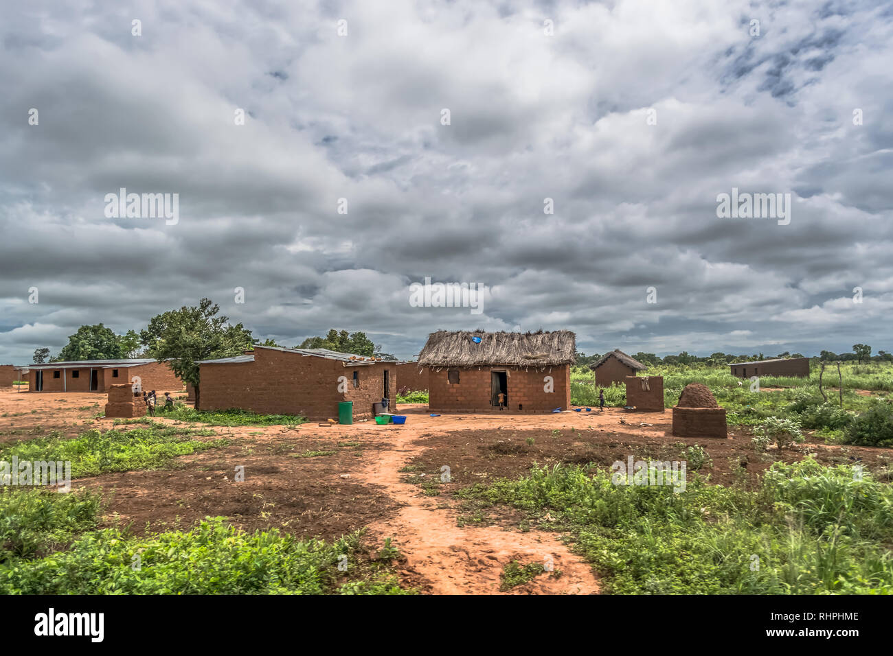 Malange / Angola - 12 08 2018: View of traditional village, thatched ...