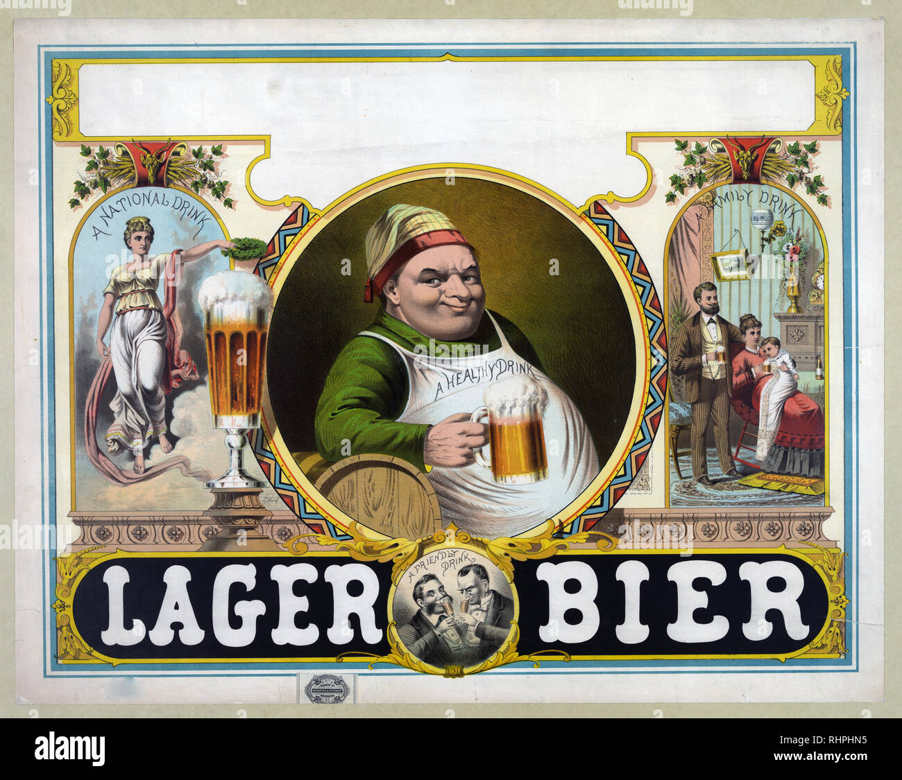 Advertisement featuring people drinking lager beer Stock Photo - Alamy