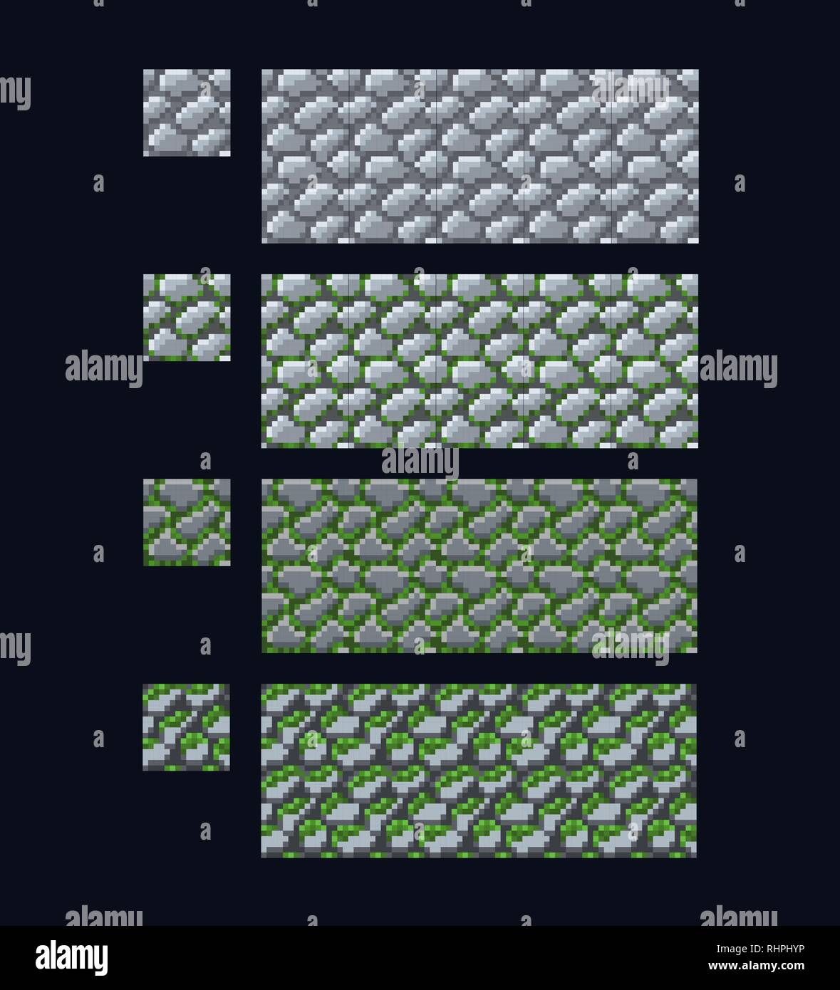 Vector illustration - set of 8 bit 16x16 stone brick texture. Pixel art ... Vector illustration - set of 8 bit 16x16 stone brick texture. Pixel art ...