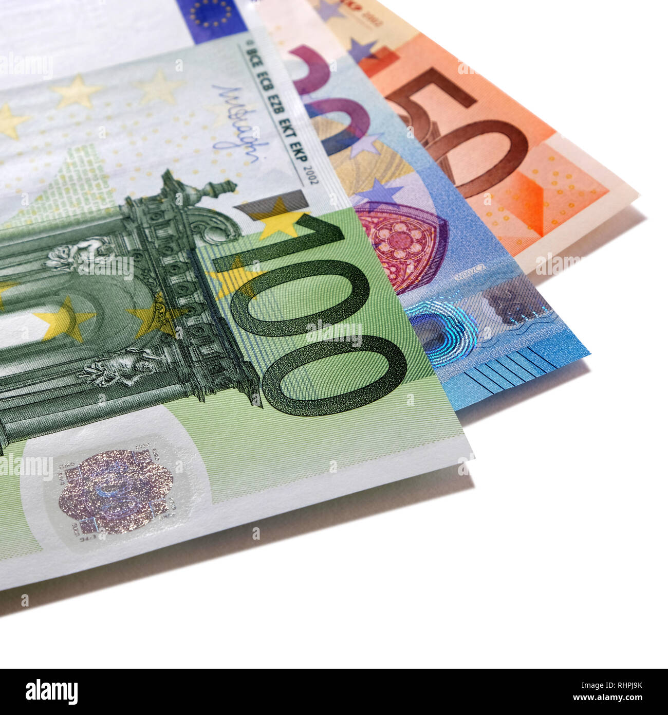 Different Euro currency bills isolated Stock Photo - Alamy