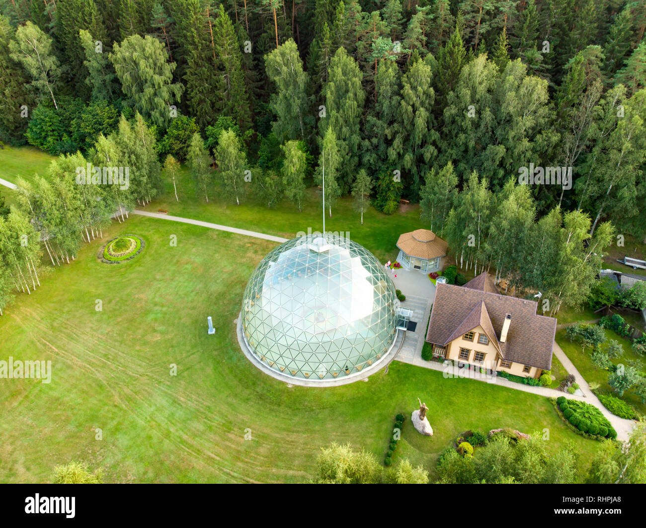 MERKINE, LITHUANIA - AUGUST 16, 2018: Merkine Pyramid, protected by a ...