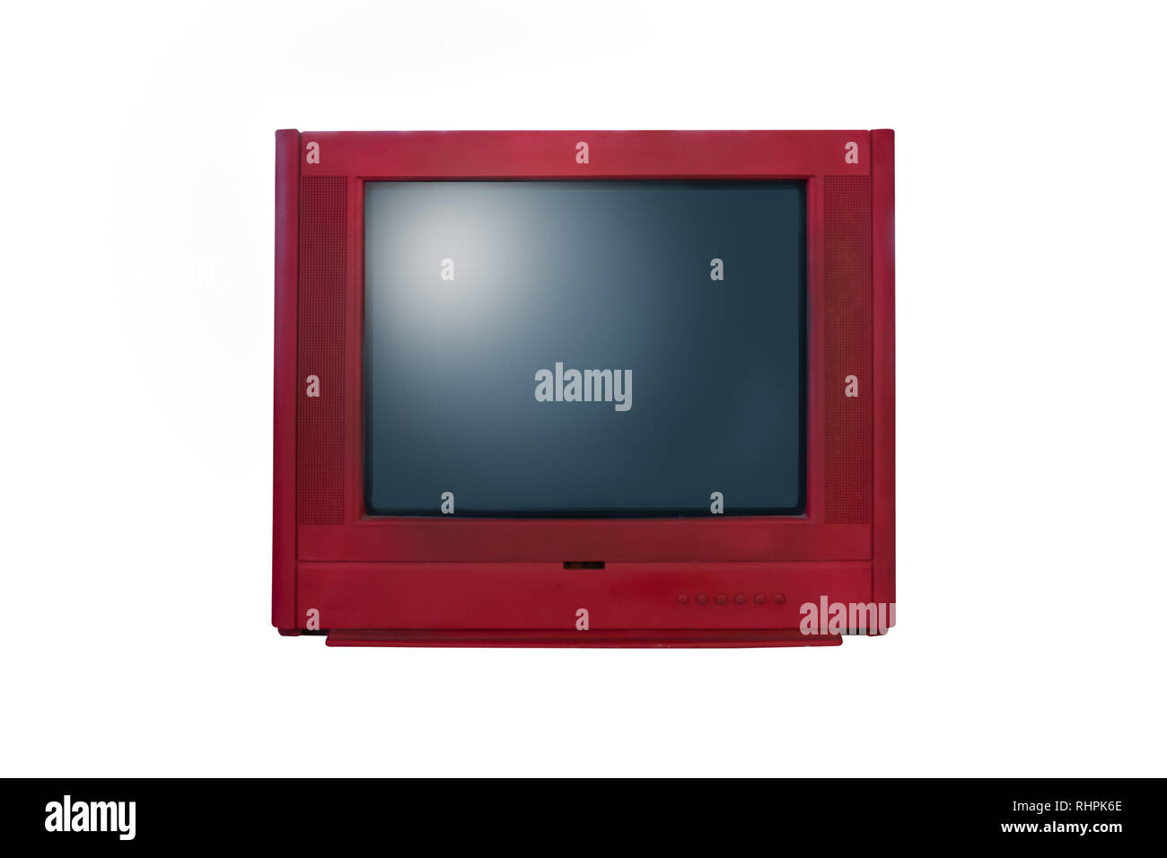 Retro old red television from 80s isolated on white background Stock ...