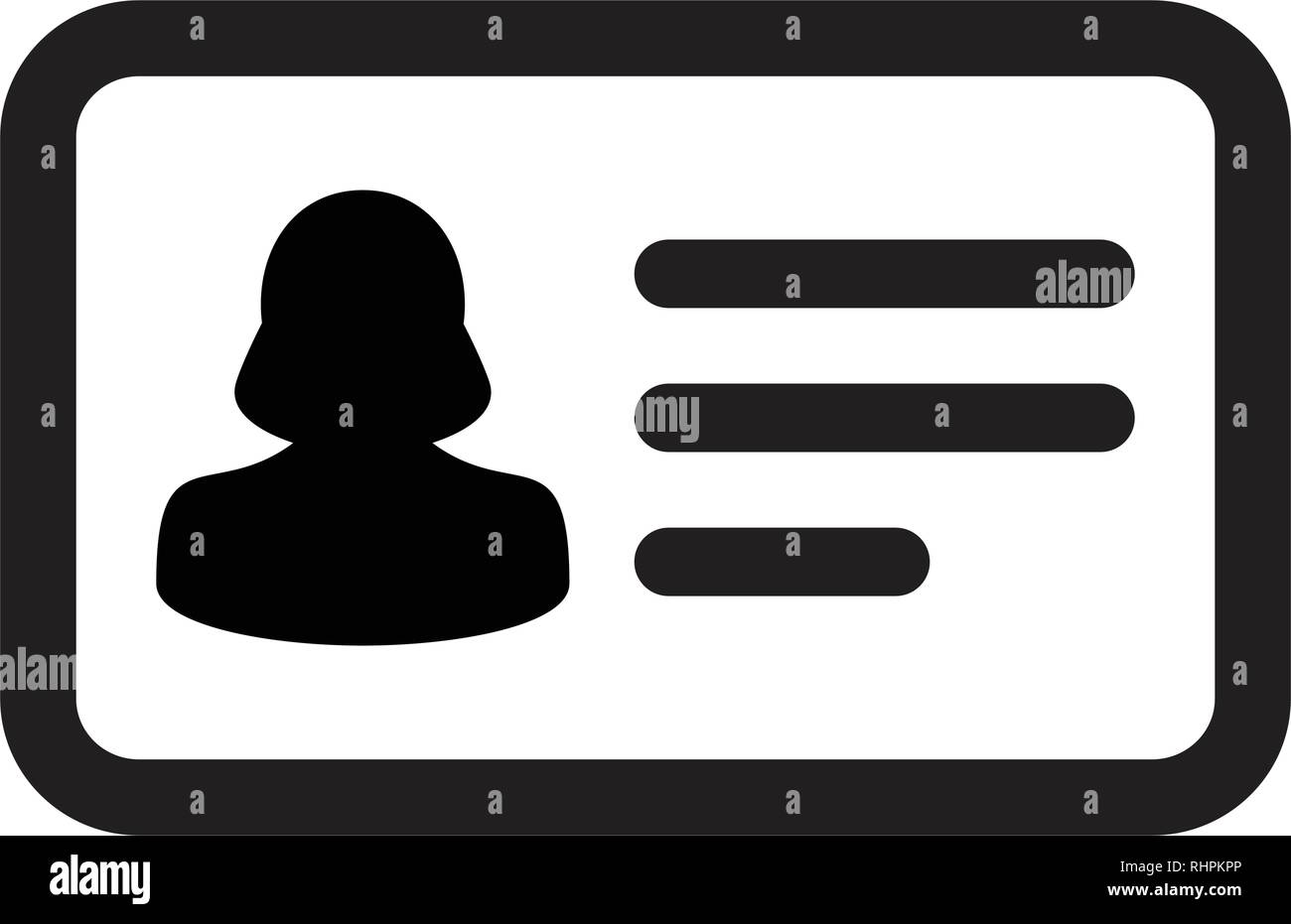 Passport icon vector female user person profile avatar symbol with ...