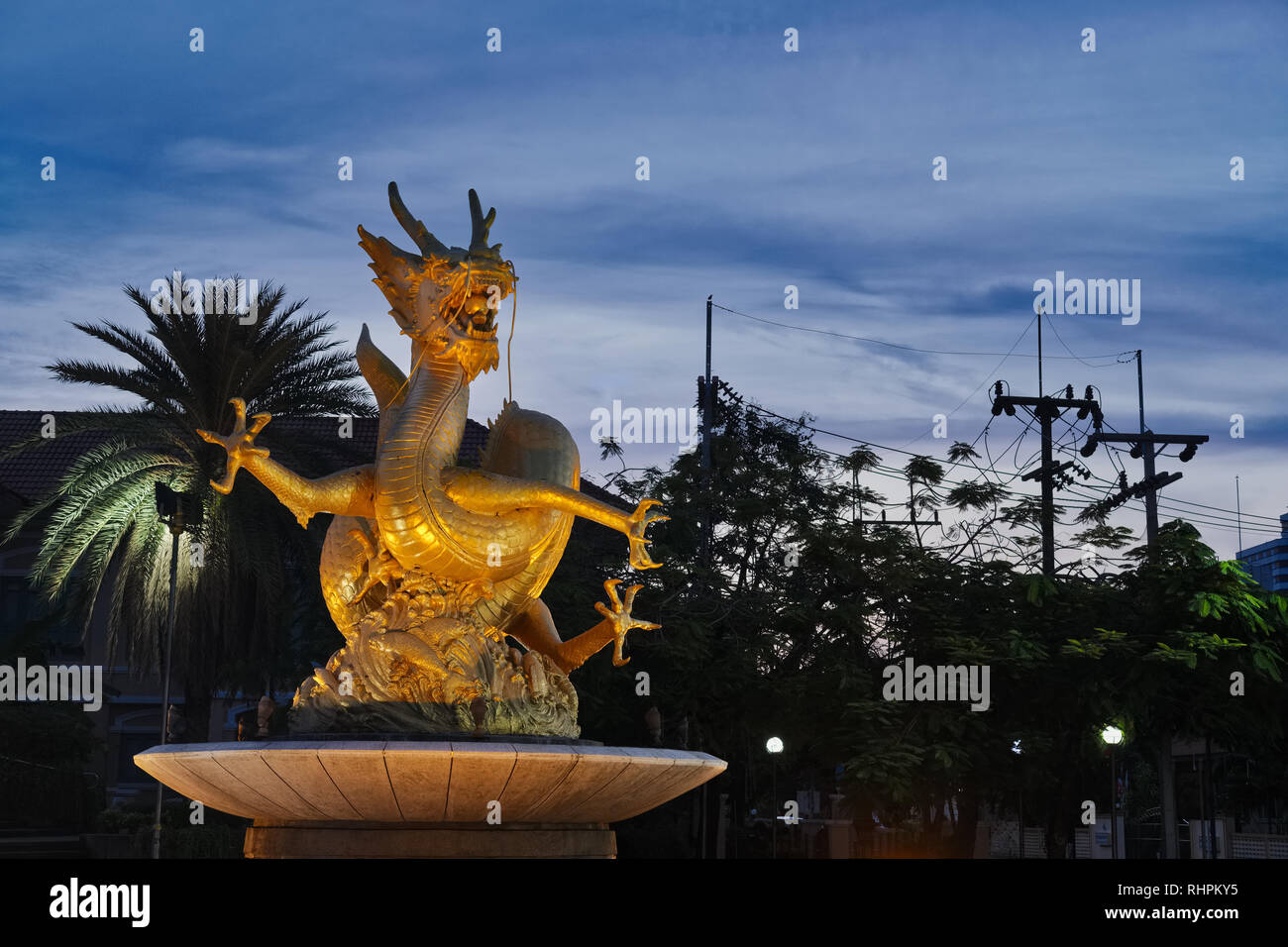The Hai Leng Ong Statue or Golden Dragon Monument in Phuket Town ...