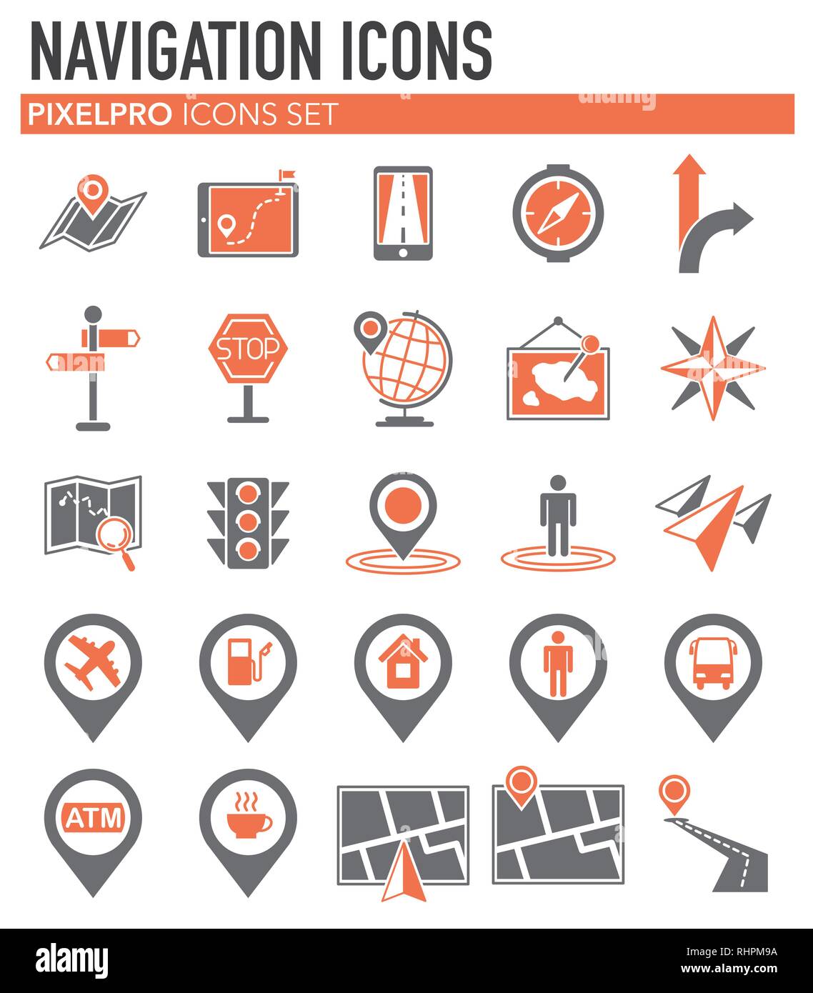 Navigation icon set on white background for graphic and web design ...