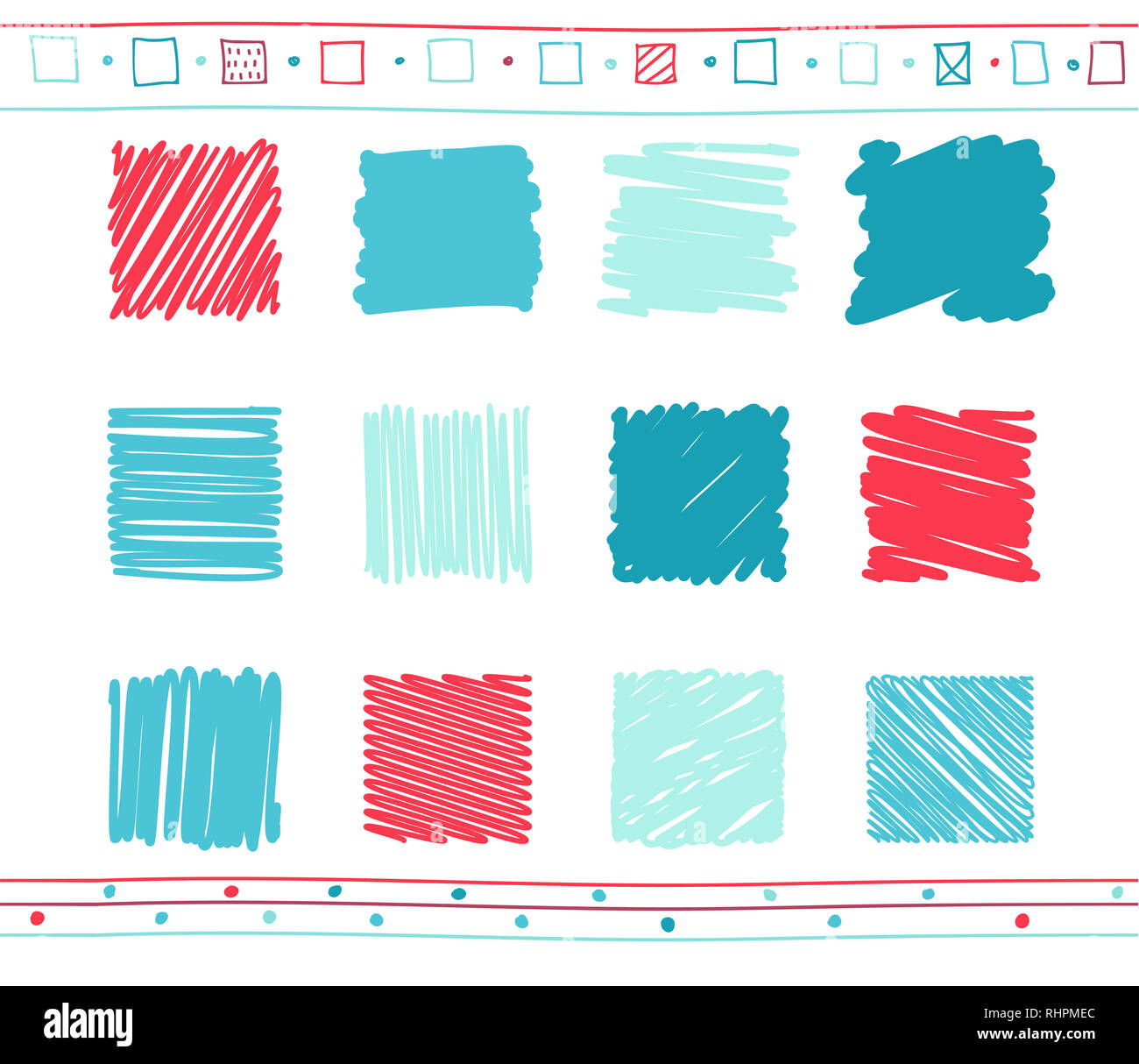 Vector collection of retro scribbled lines with hand drawn style of red ...