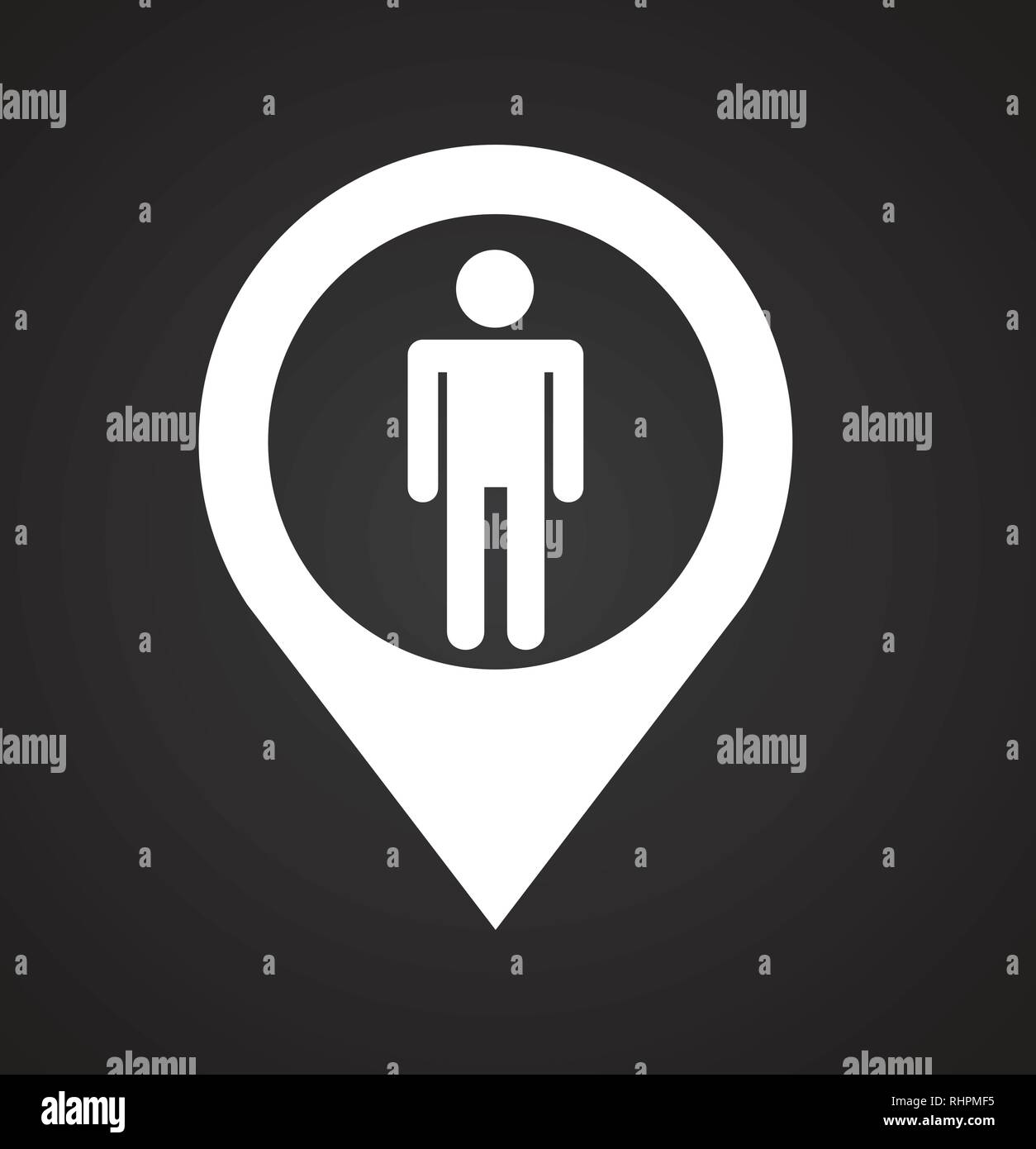 Checkpoint person icon on black background for graphic and web design ...