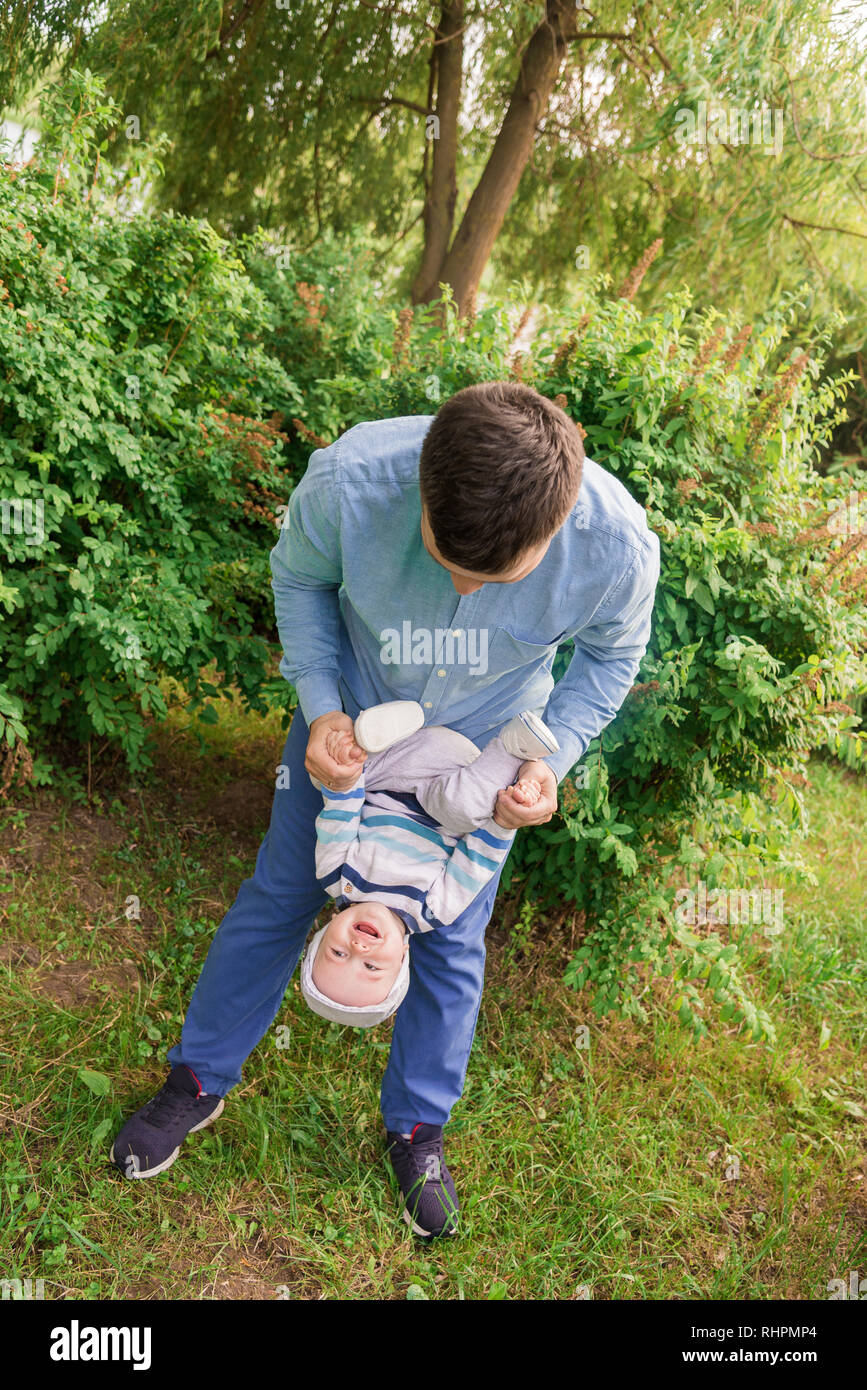 Father and son in nature. Family in nature. Camping. Picture Stock ...