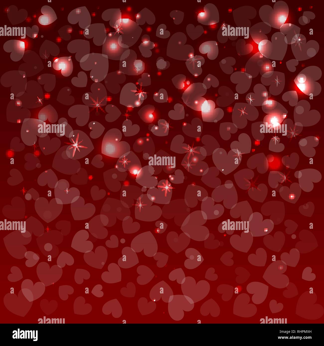 Red background for Valentine Day. Vector illustration. Shapes of herts ...
