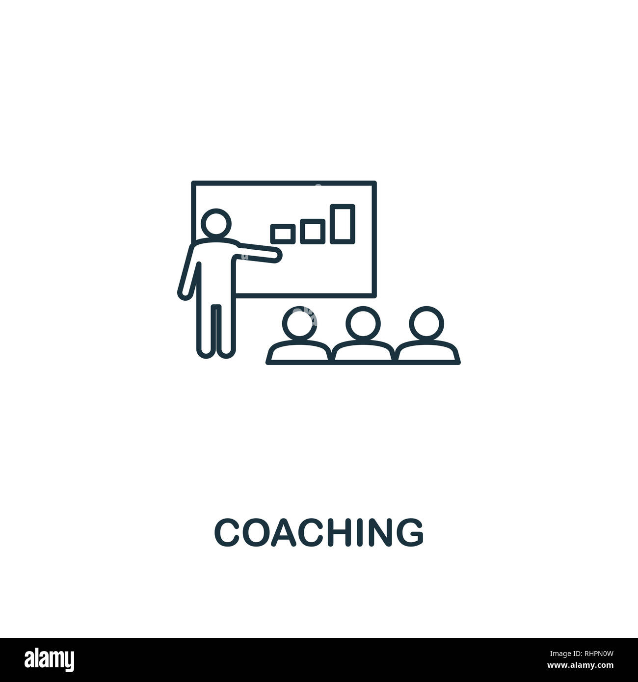 Coaching icon. Thin outline creativeCoaching design from soft skills ...