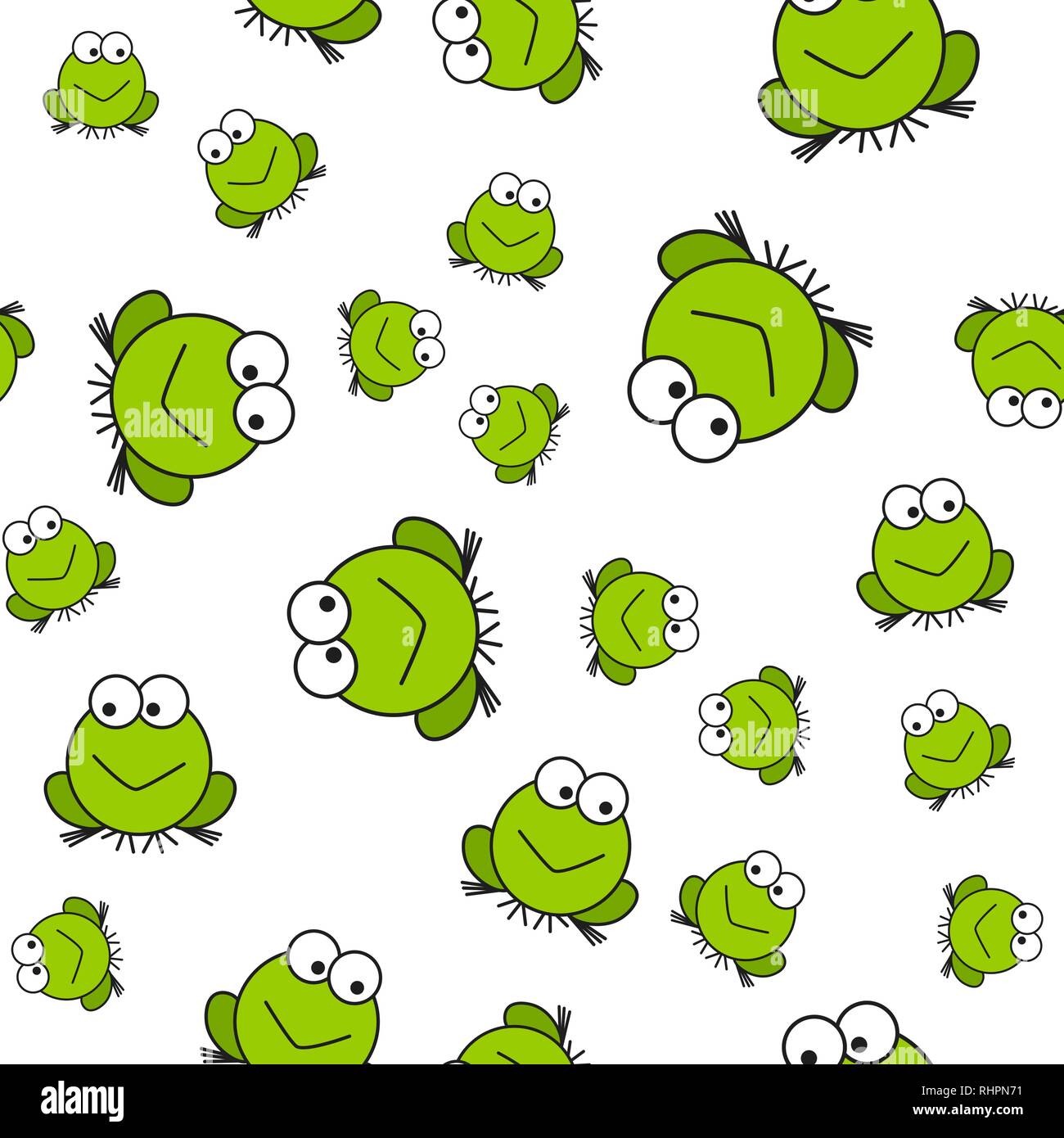 Seamless pattern of frogs in cartoon style. On white background, vector ...