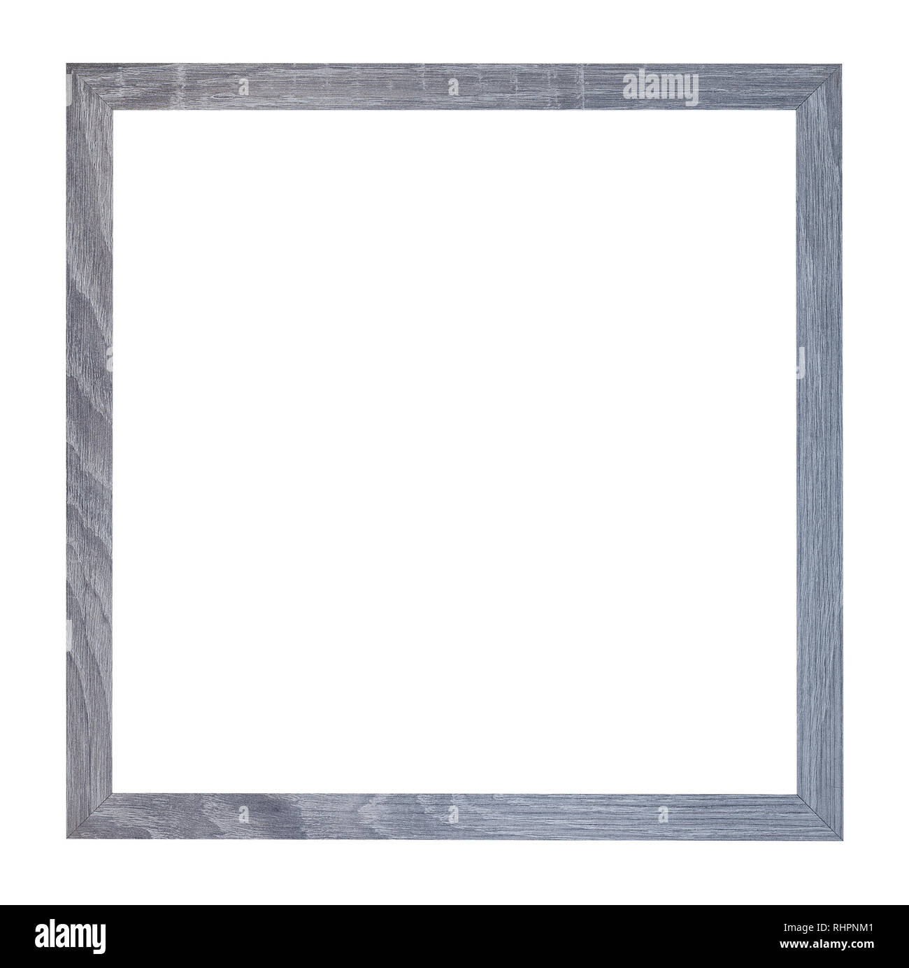 empty square gray wooden picture frame with cut out canvas isolated on ...