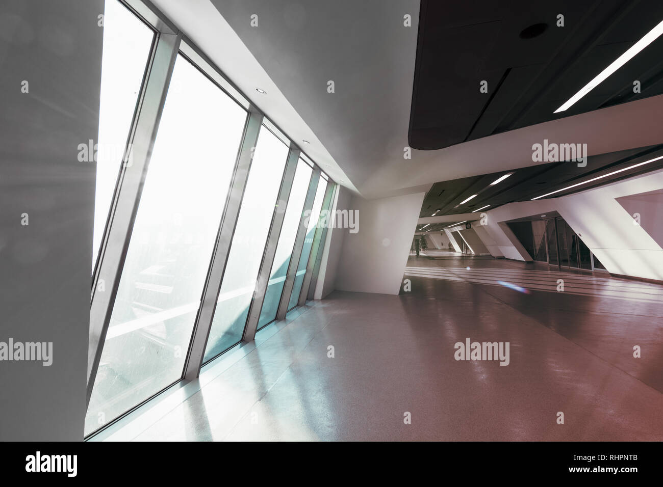 modern architecture glass window and corridor Stock Photo - Alamy