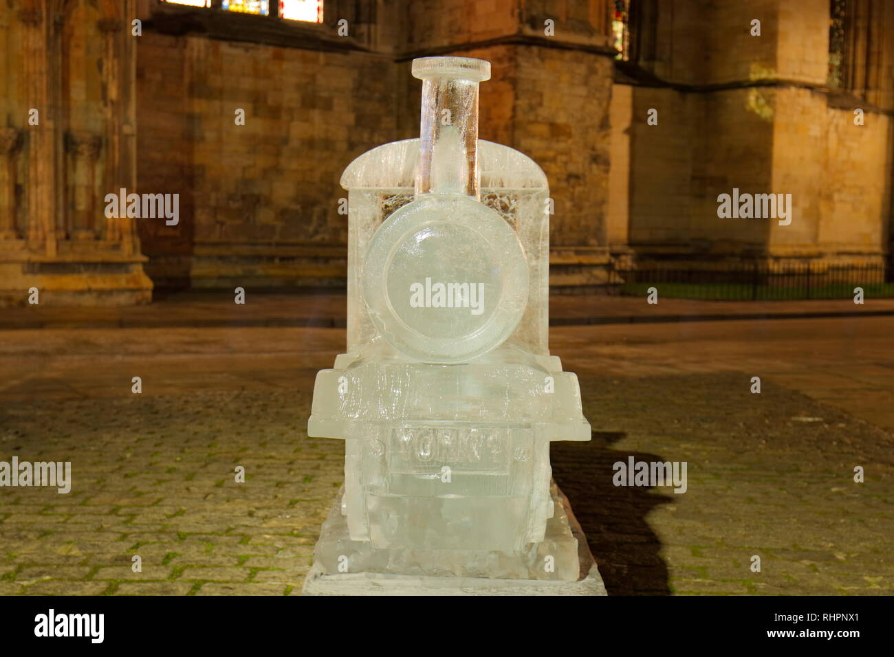 A Steam Train Ice Sculpture outside York Minster, which is part of the ...