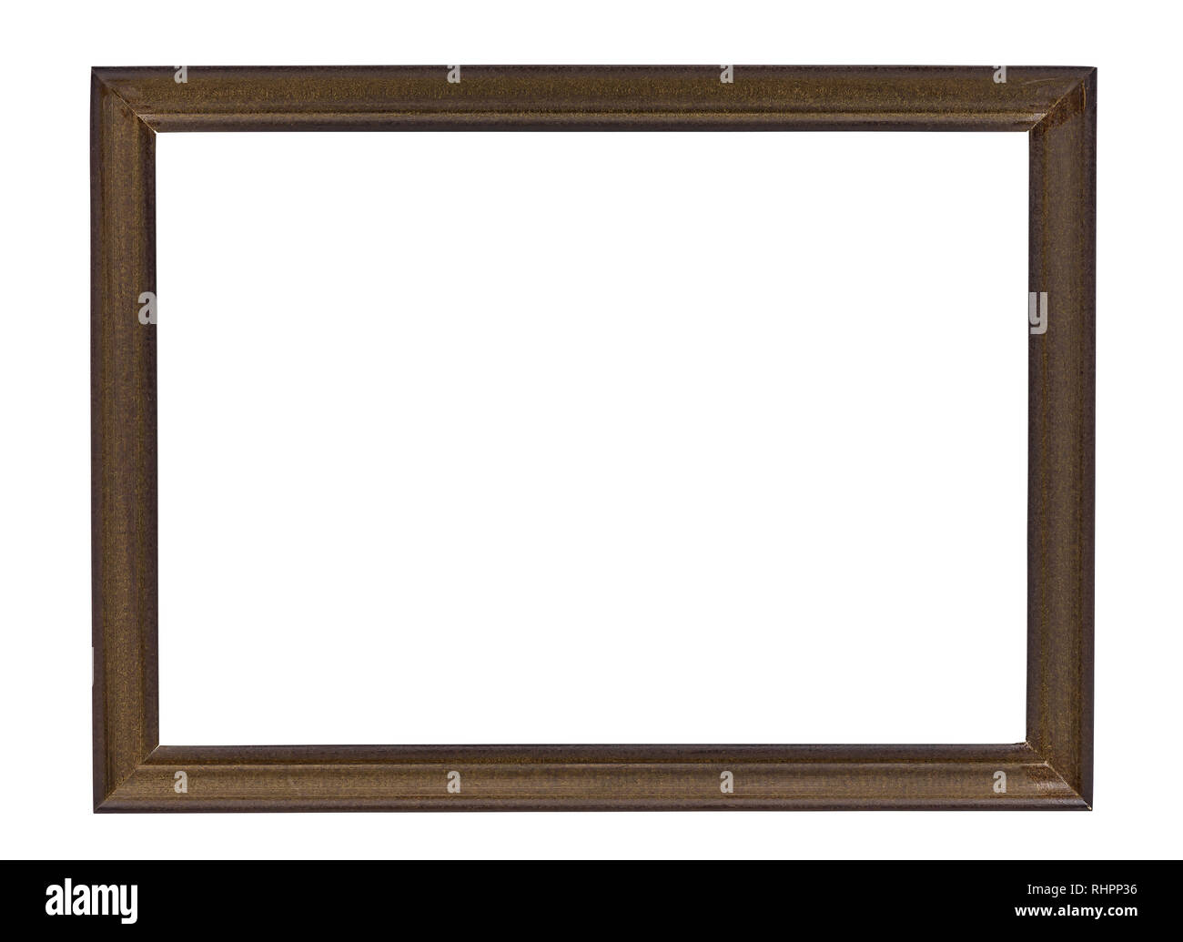 Brown wooden picture frame isolated on white background with clipping ...