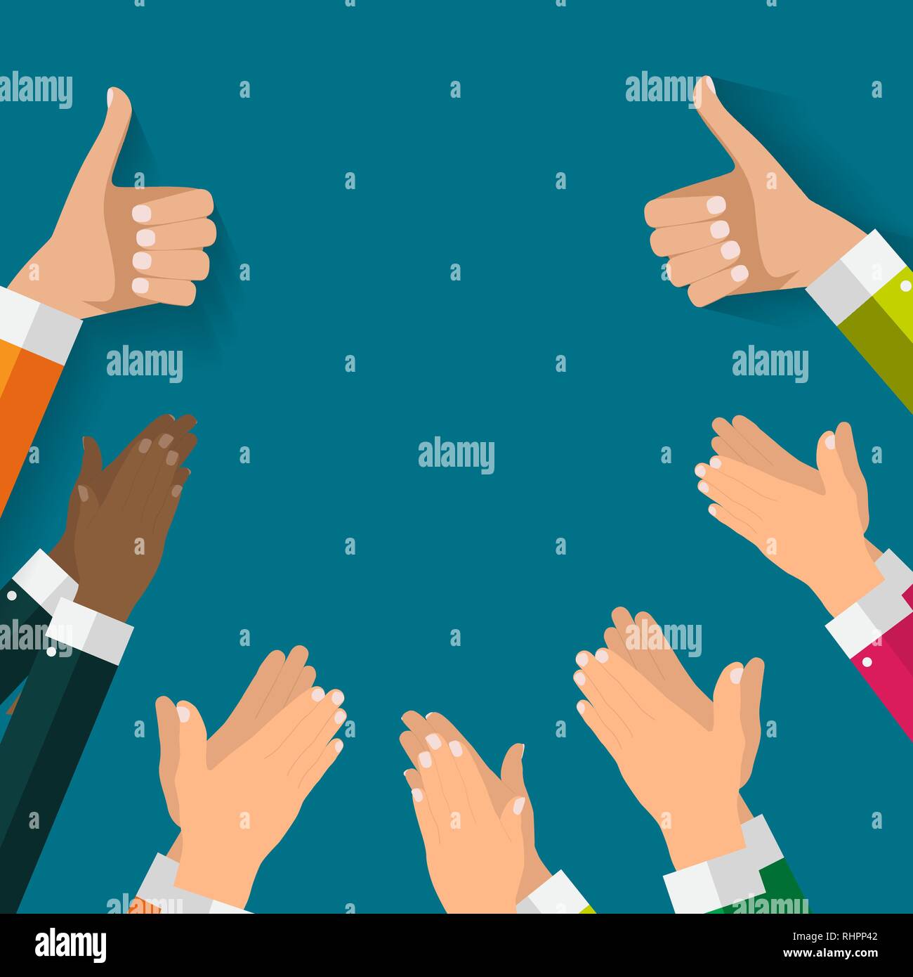 Flat Design Clapping Hand Applause banners template. Vector ...