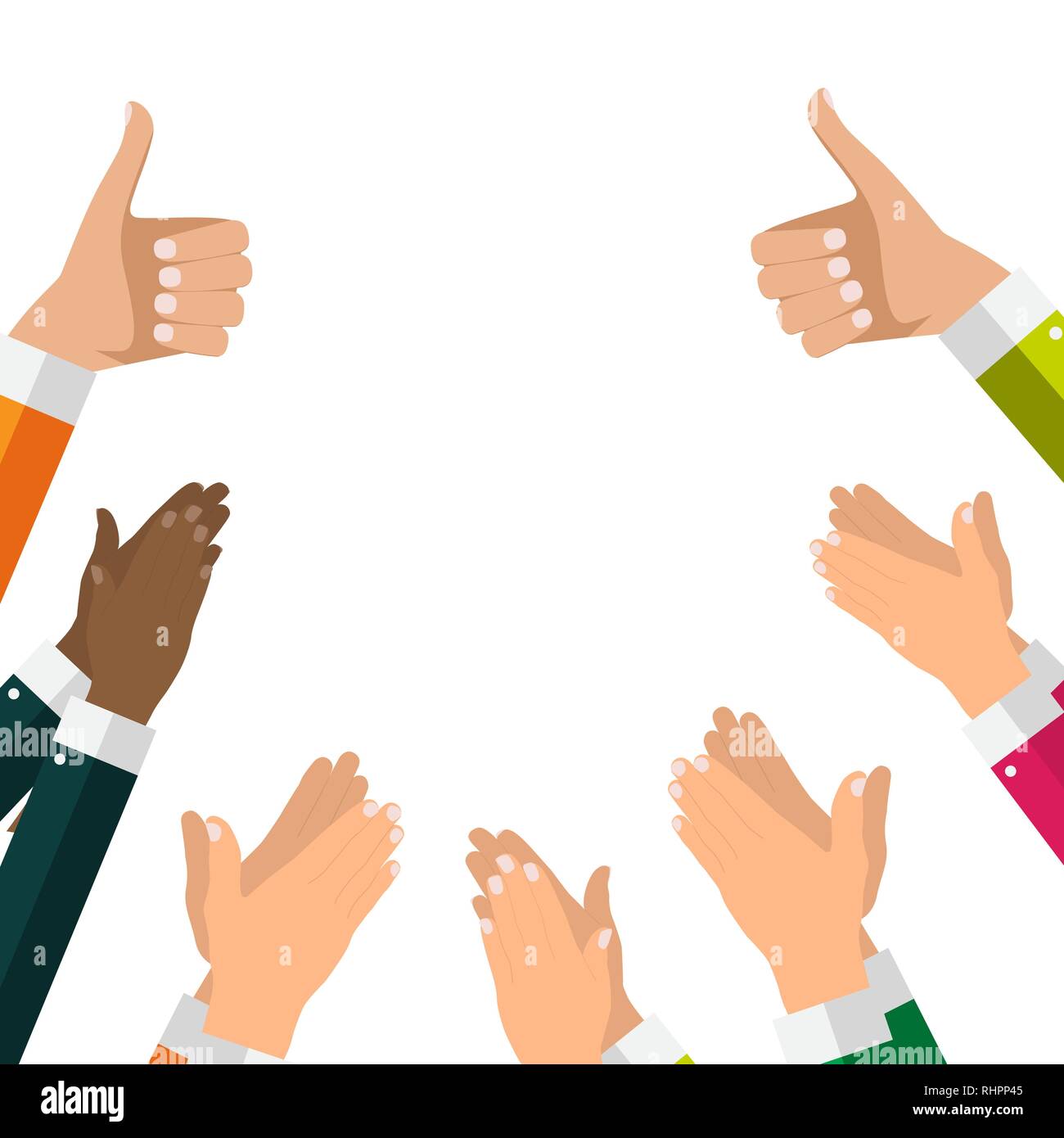 Flat Design Clapping Hand Applause banners template. Vector ...