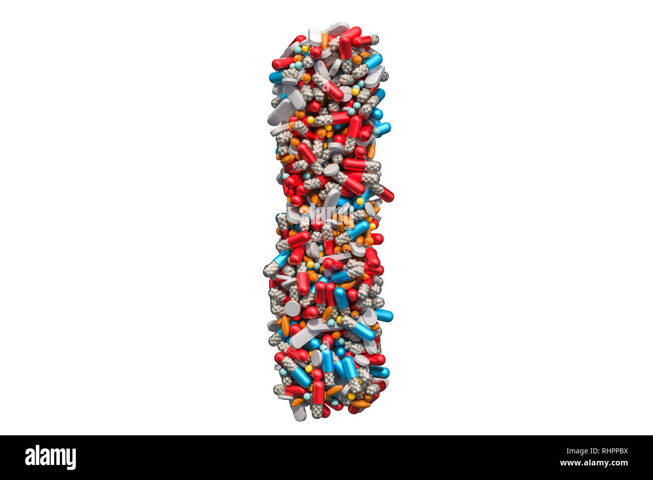 Letter I from medicine pills, capsules, tablets. 3D rendering isolated ...