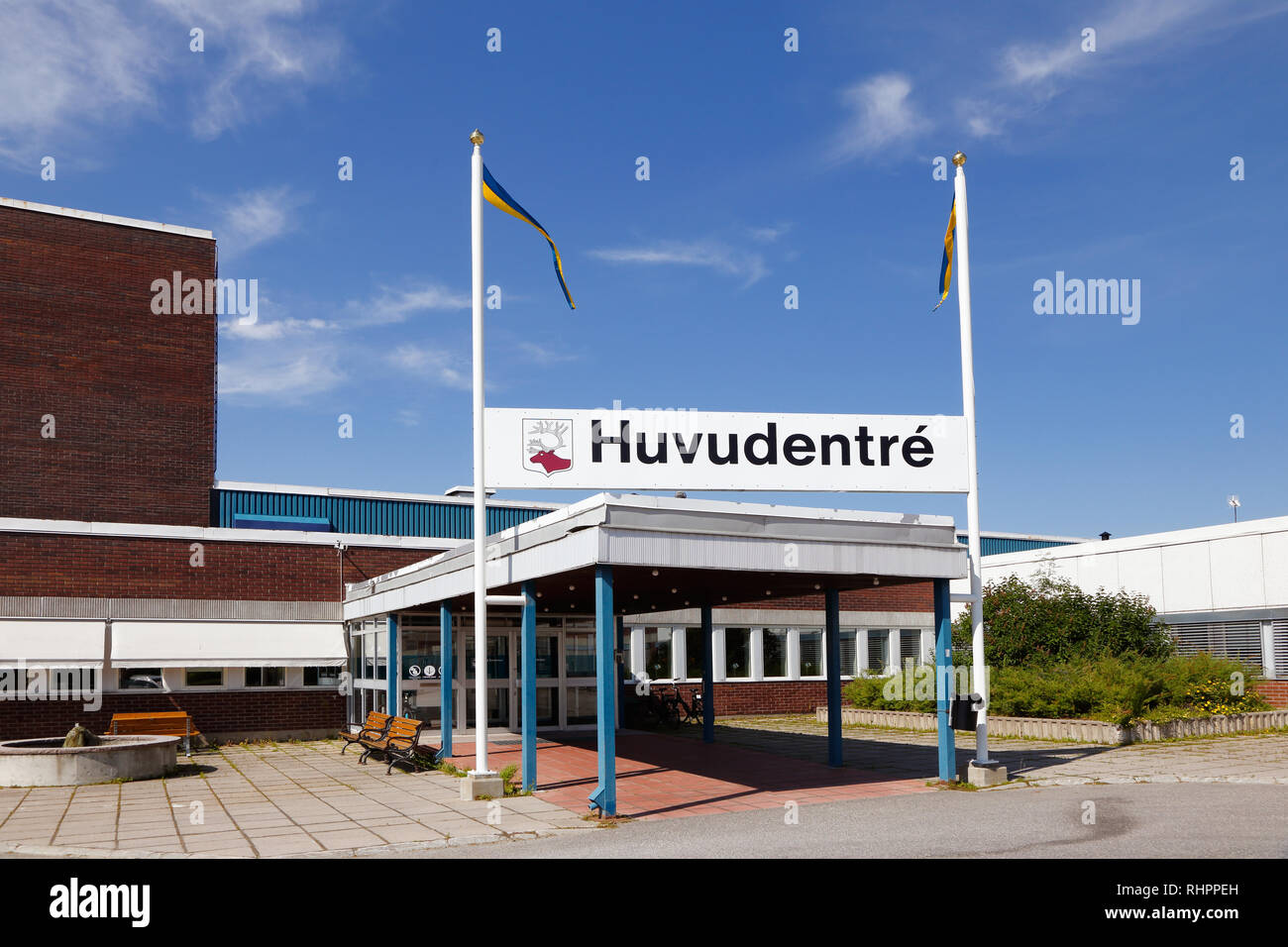 Pitea, Sweden - July 24, 2016: Main entrance to the Pitea city hall ...
