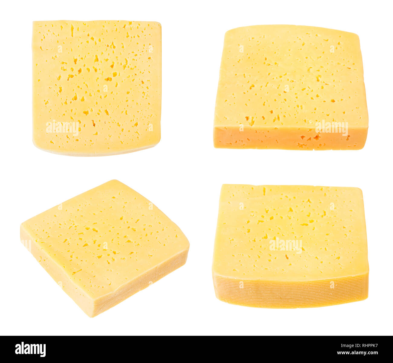 set from several pieces of yellow medium-hard cow's milk cheese ...