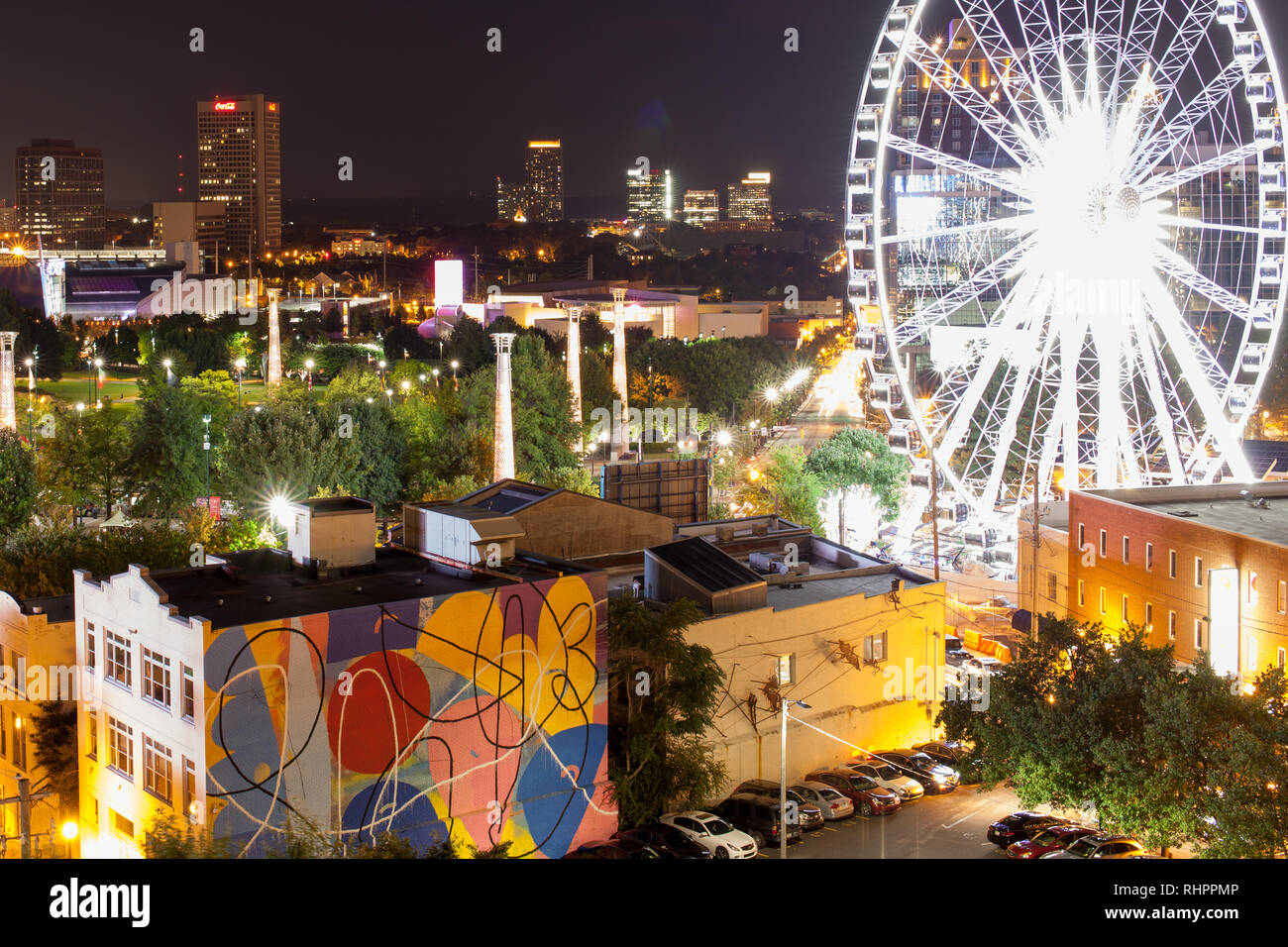 Night at Centennial Park Stock Photo - Alamy