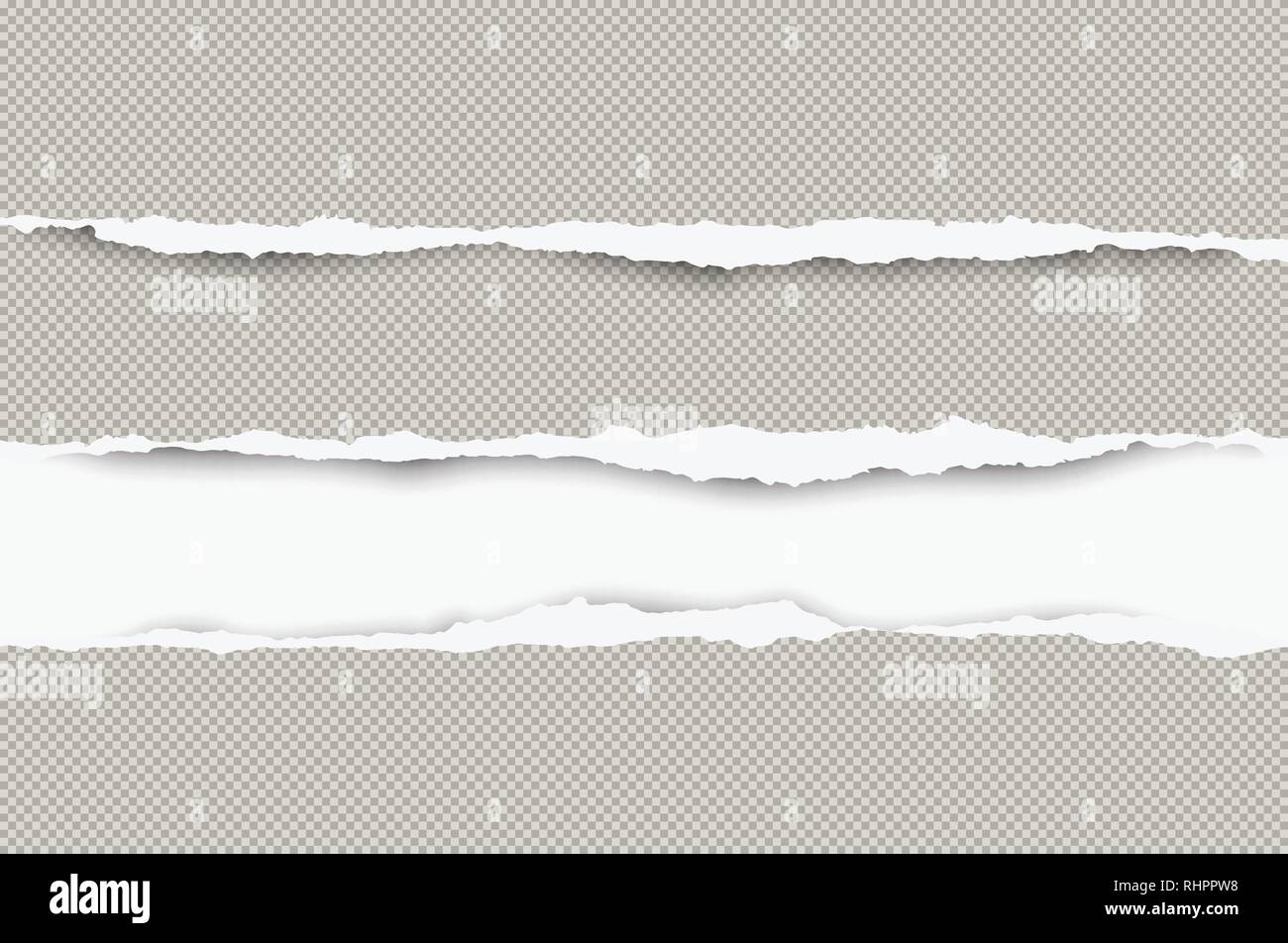 Ripped squared grey paper for text or message are on white background ...