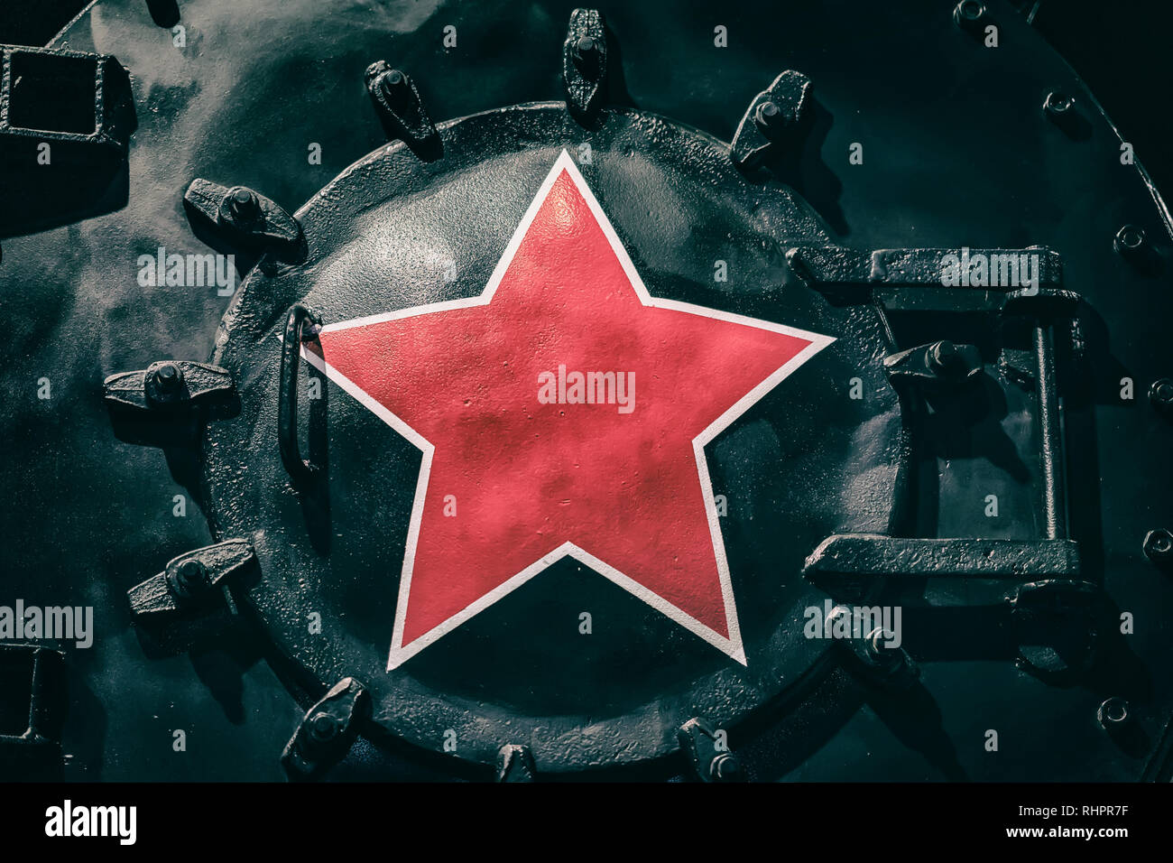Big red star in front of an old historic locomotive Stock Photo - Alamy