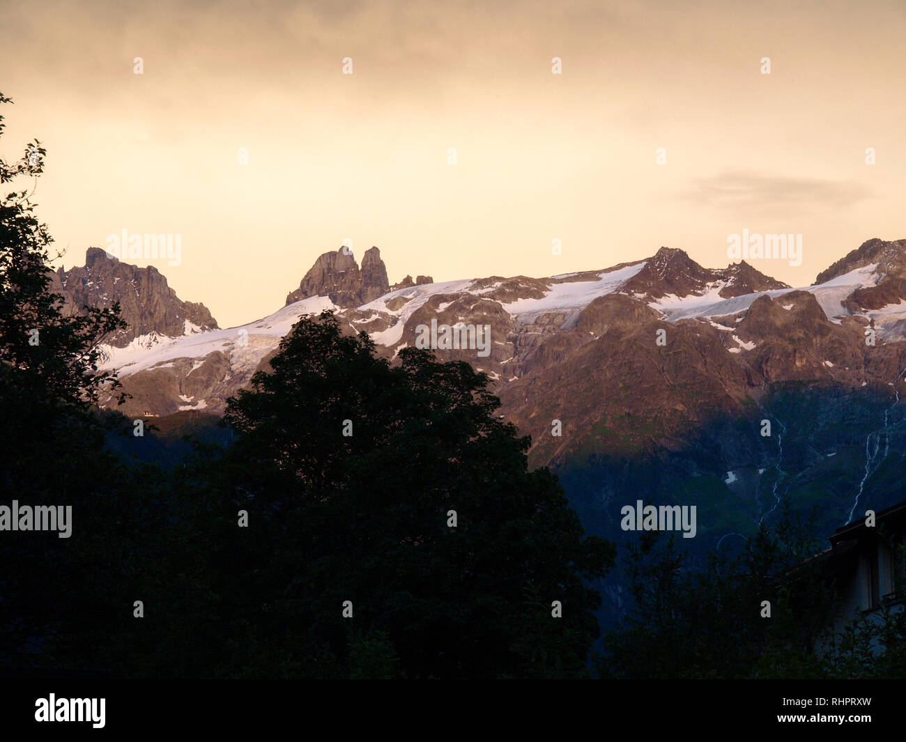 Engelberg, switzerland - july 29, 2017: Mountain panorama in the light ...