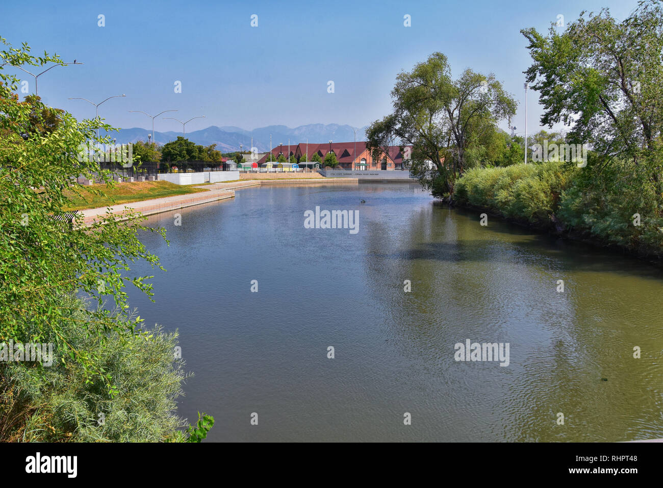 Views of Jordan River Trail with surrounding trees, Russian Olive ...