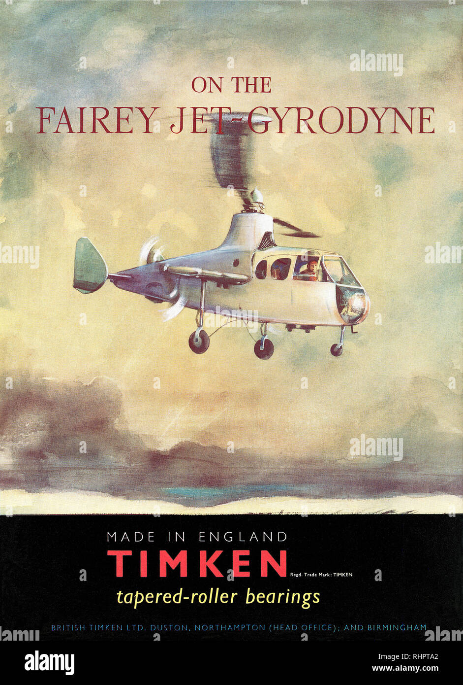 1956 British advertisement for Timken tapered-roller bearings Stock ...