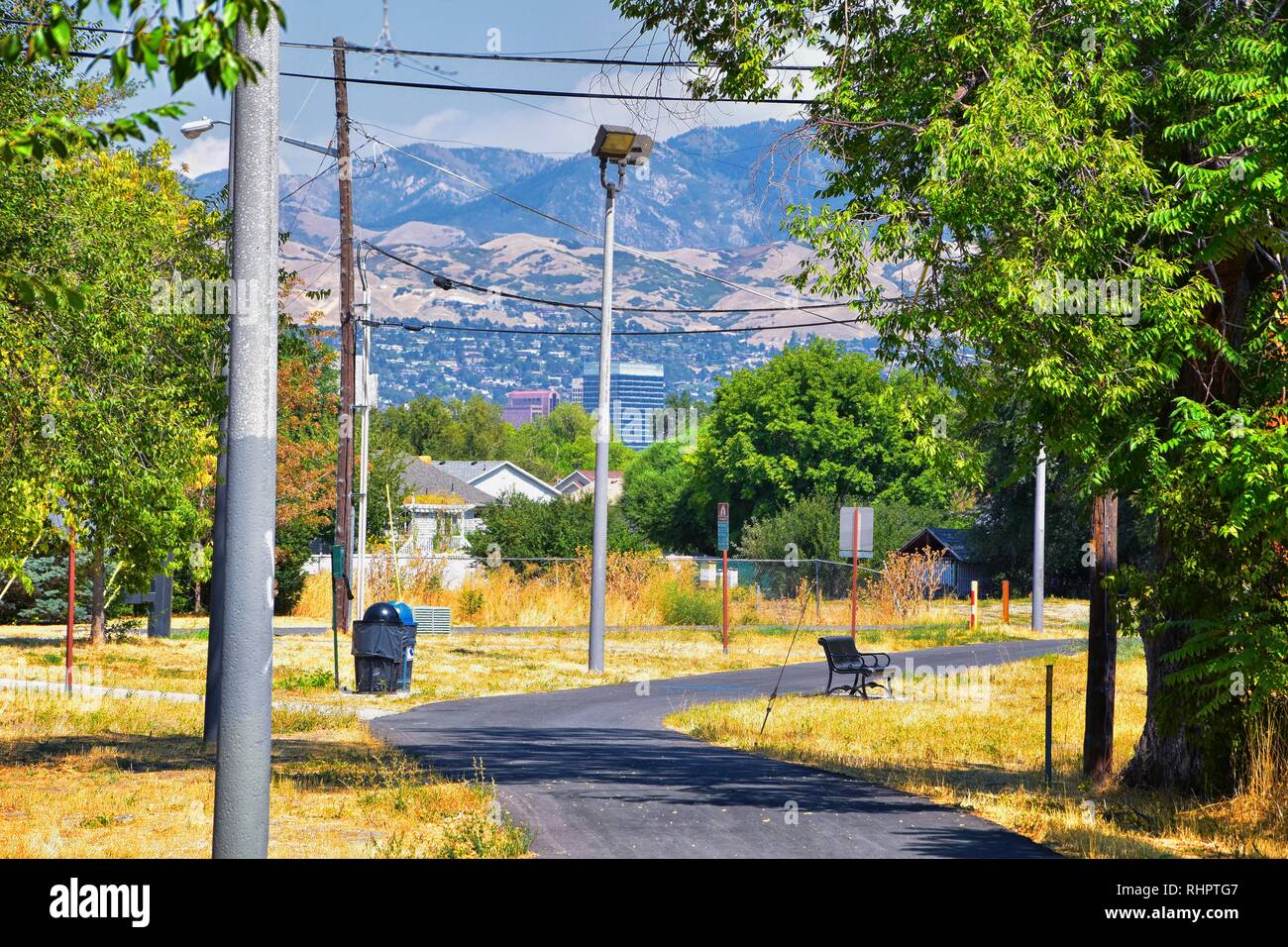 Views of Jordan River Trail with surrounding trees, Russian Olive ...