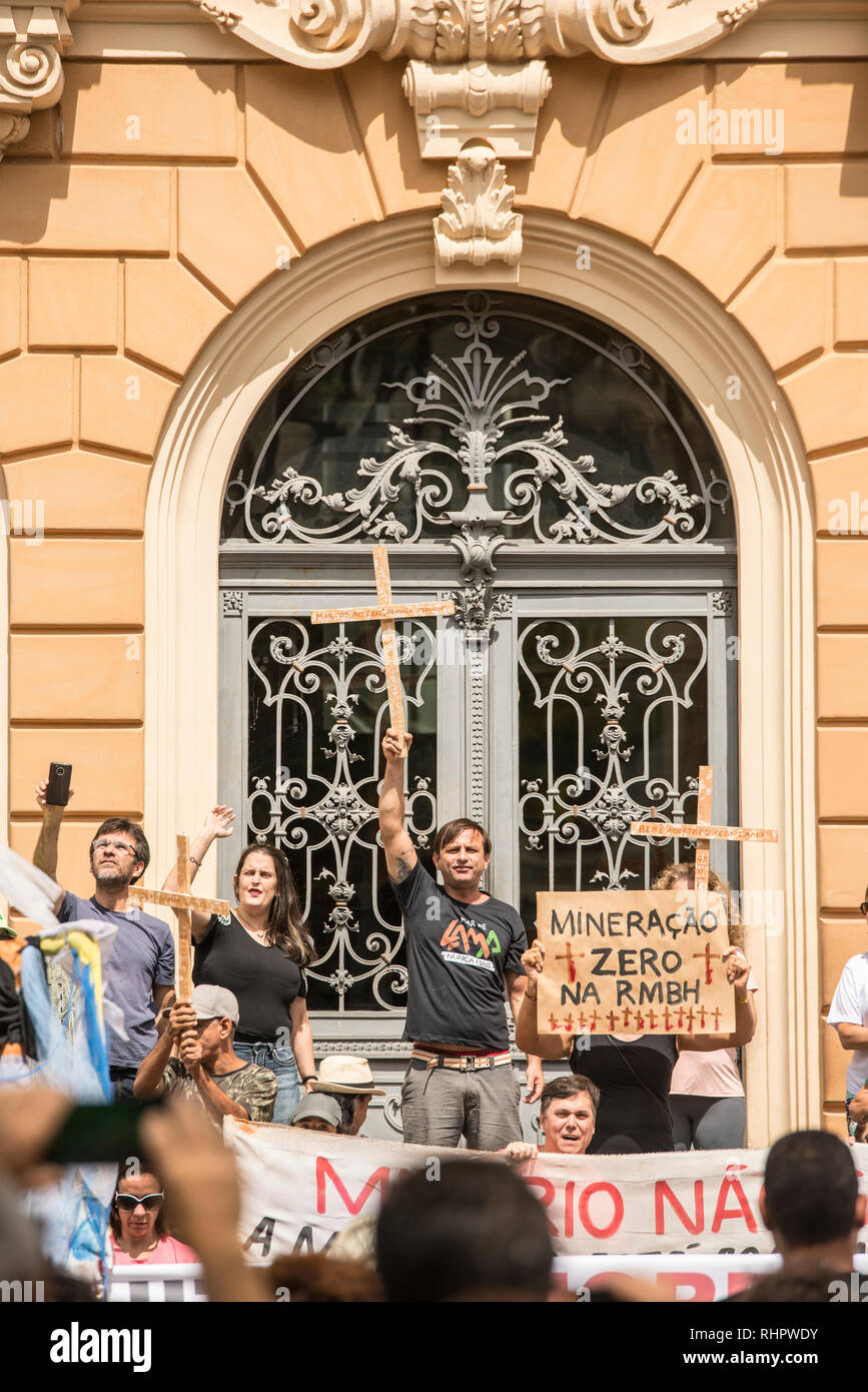 People demonstrating against Vale mining company in front of Vale ...