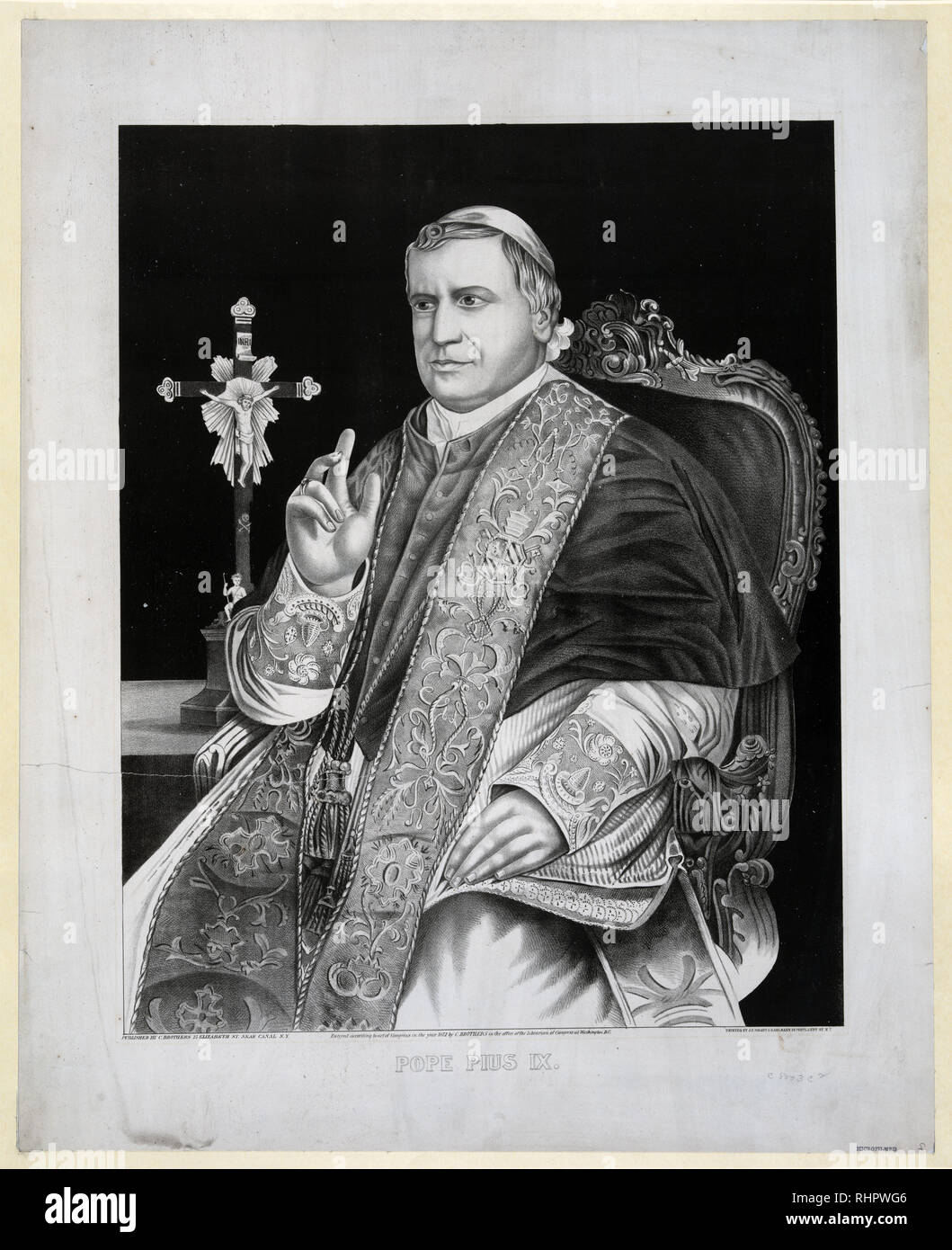 Print showing Pope Pius IX, three-quarter length portrait, seated ...