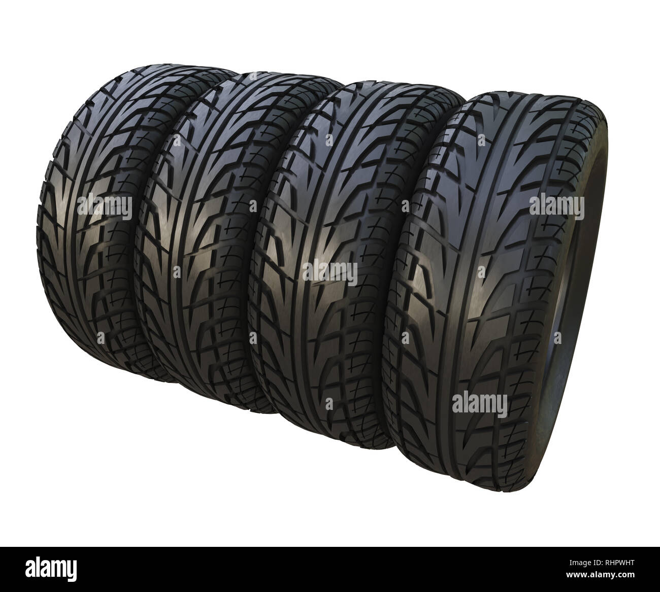 Group black tires, isolated Stock Photo - Alamy