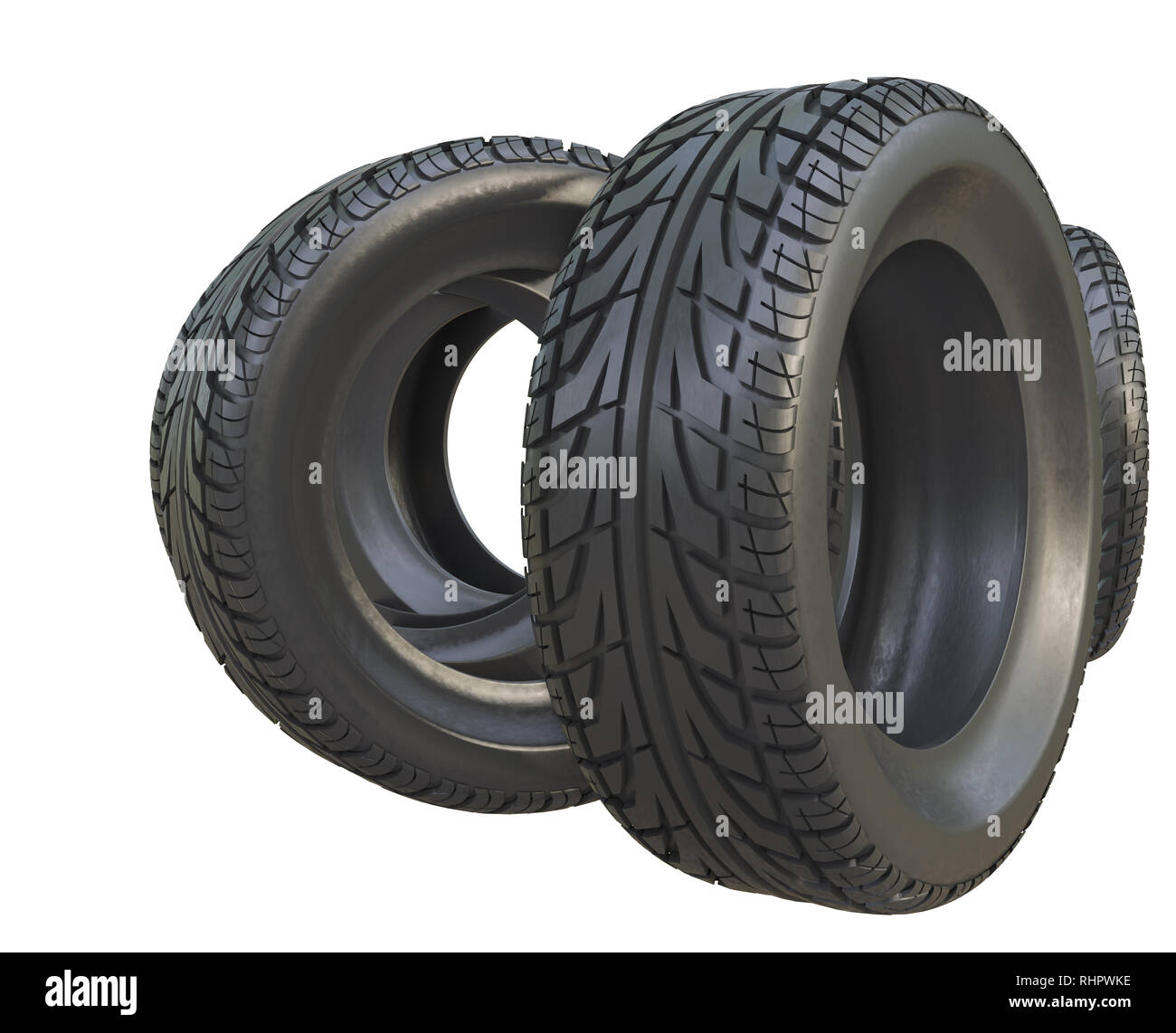 Group black tires, isolated Stock Photo - Alamy