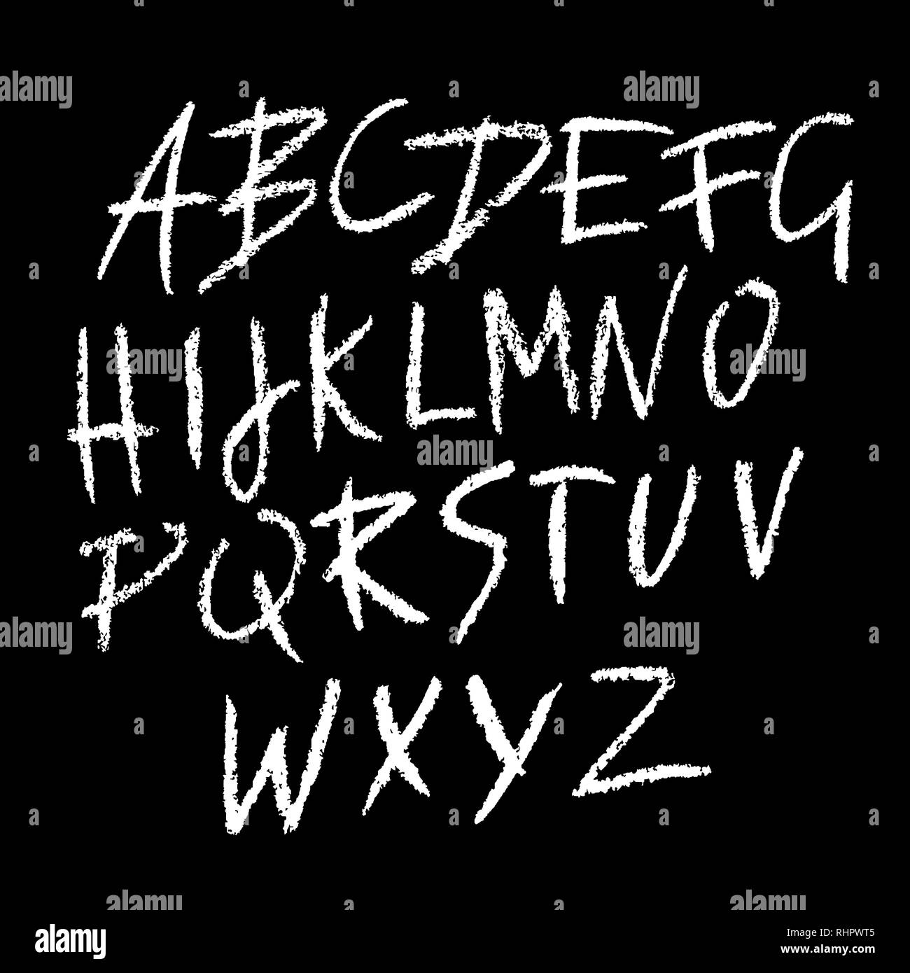 Chalk textured font. Grunge script on chalkboard. Vector calligraphy ...